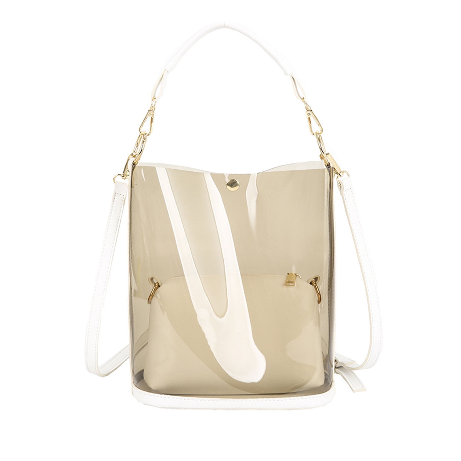 Stylish Transparent Jelly Bag Semi-clear PVC Bucket Bag 2 in 1 Bag ...
