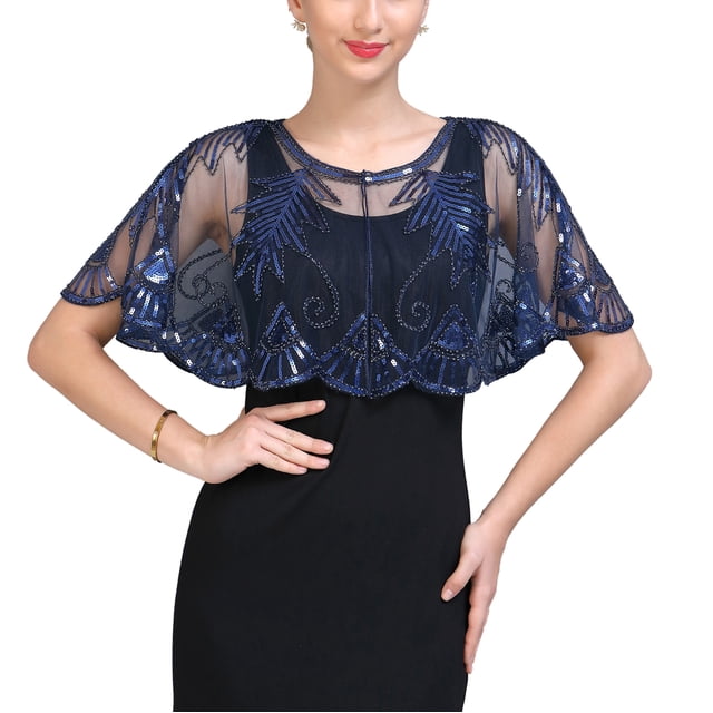 Vintage 20's Gatsby Sheer Shoulder Cover up Shawl Wraps Cape Bolero ...