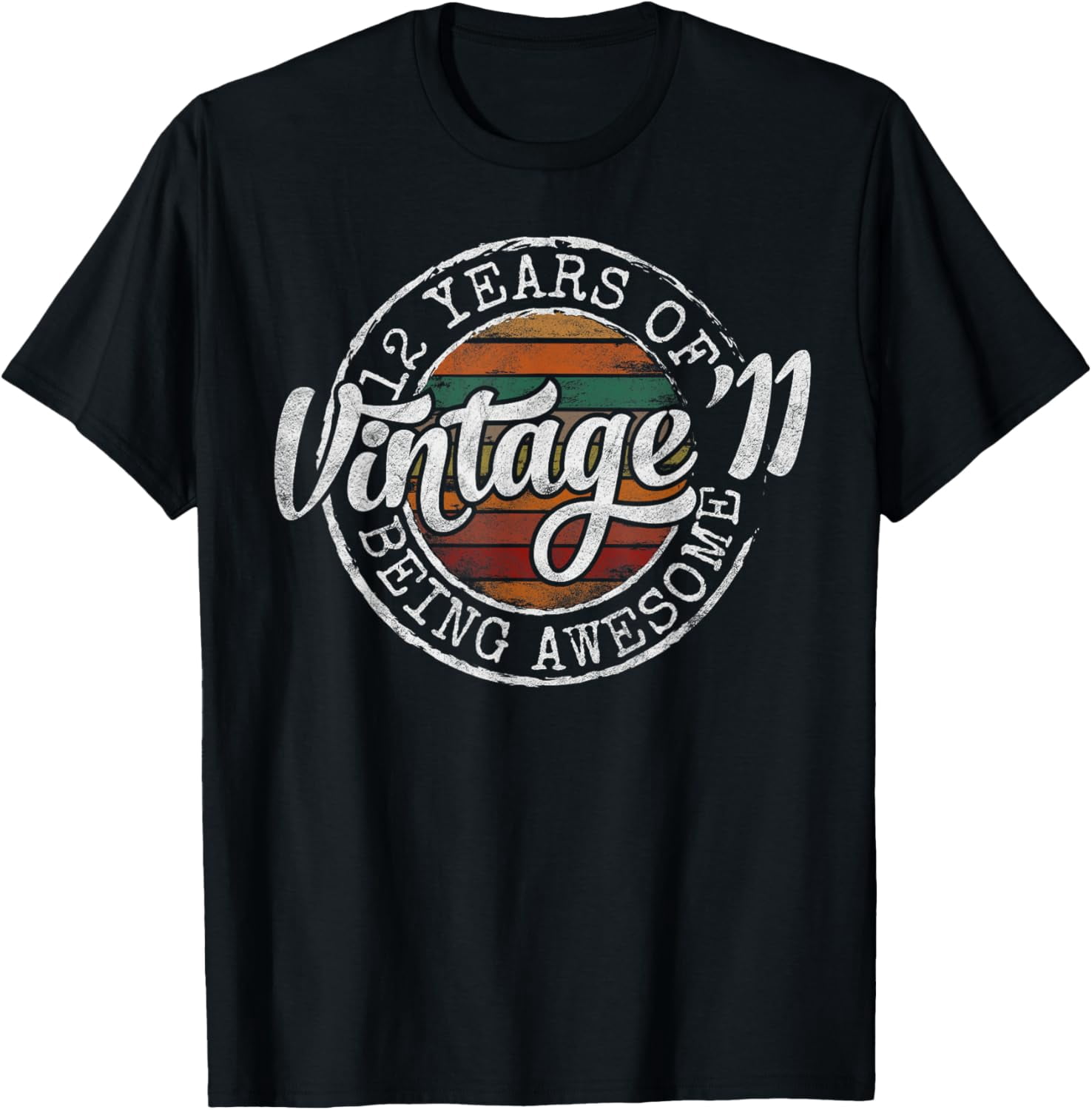 Vintage 2011 Bday Stamp 12th Birthday Gifts 12 Year Old T-Shirt men and ...