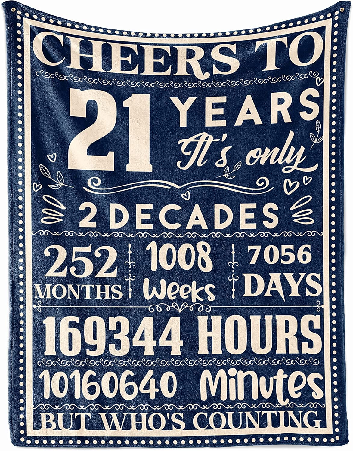 Vintage 21st Birthday Blanket Cheers to 21 Years 1008 Months 1008 Weeks ...
