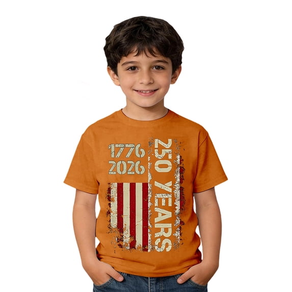 Vintage 250 Years America Shirt for Boys 1776-2026 USA Flag Patriotic ...