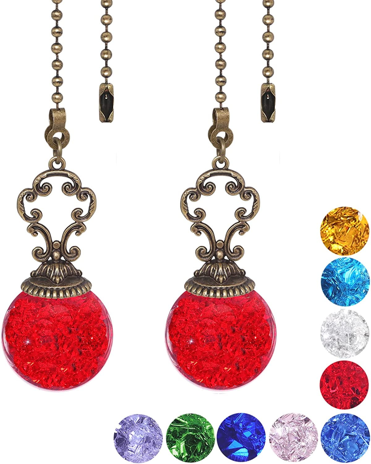 Vintage 2PCS Red Ceiling Fan Pull Chain Pull Chain Light Fixture ...