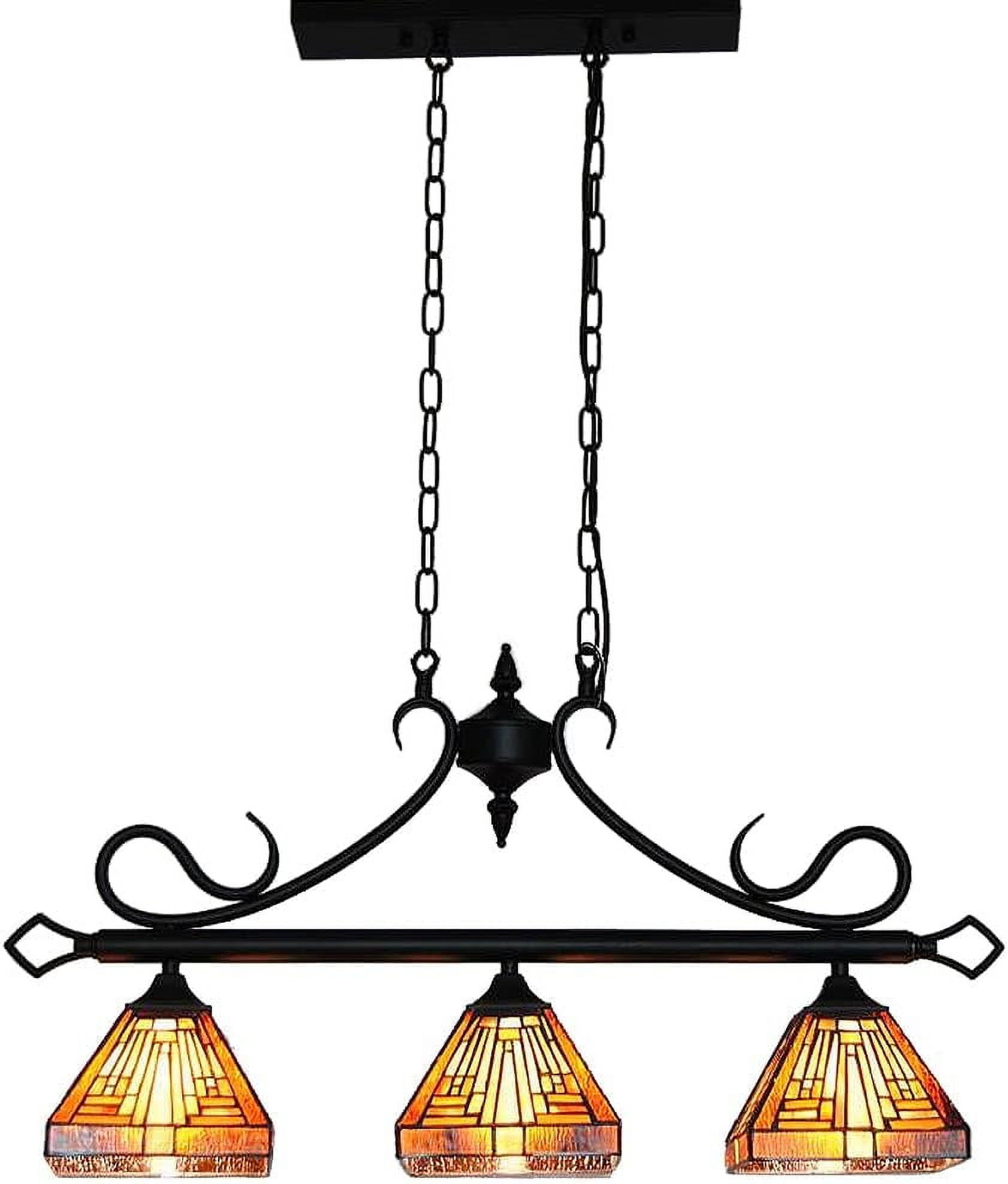 Vintage 3-Light Tiffany Pool Table Light Victorian Style Stained Glass ...