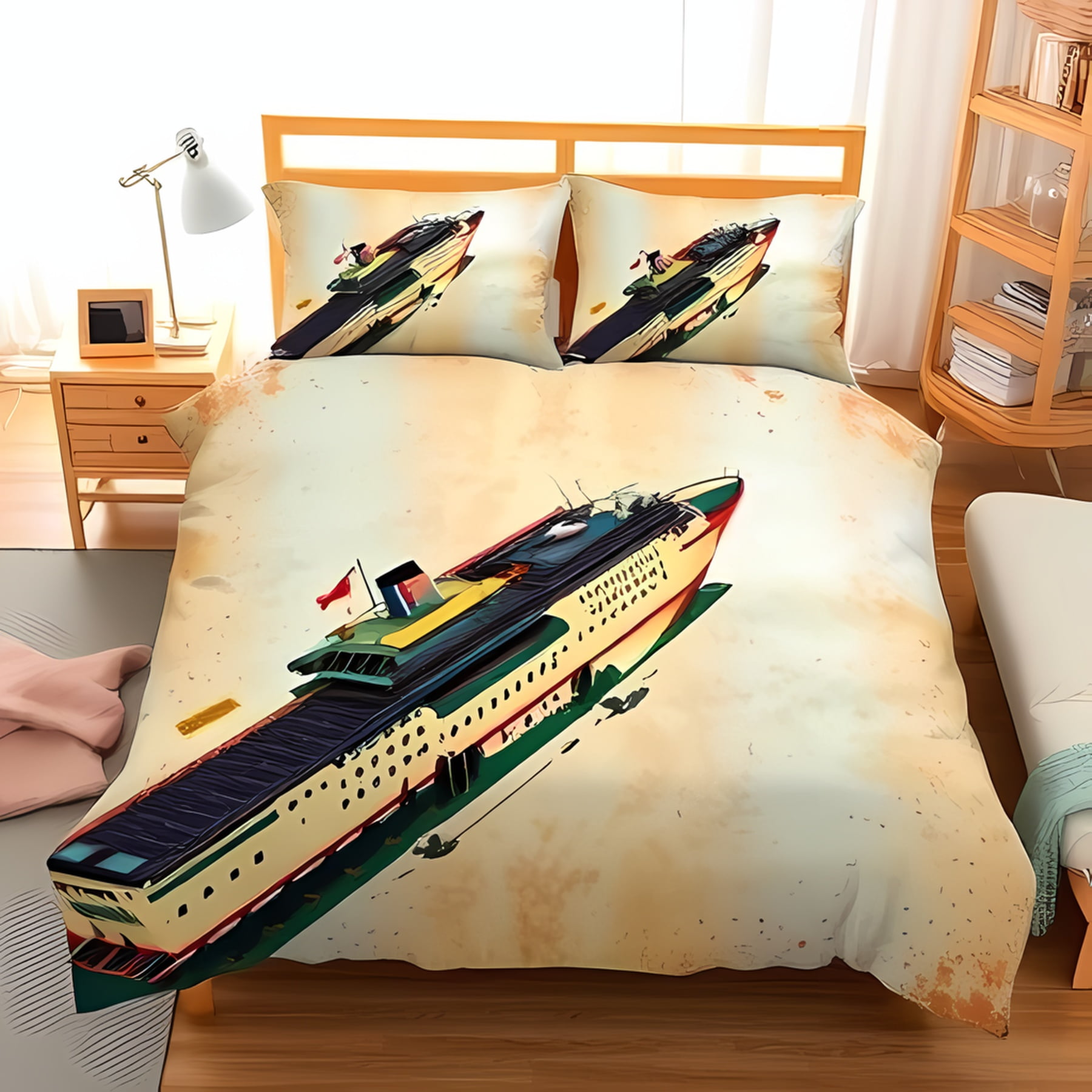 Vintage 3-Piece Duvet Cover and Pillowcase Set - Classic Passenger ...