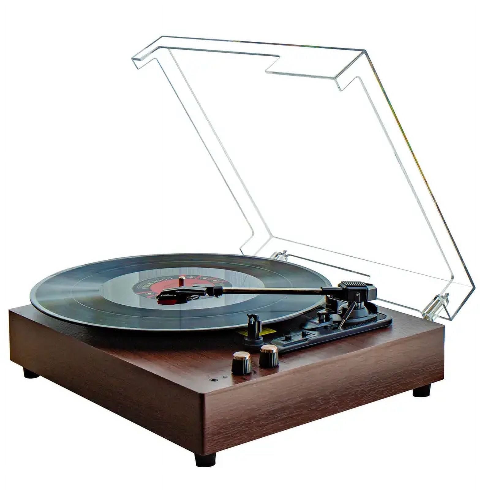 Vintage 3-Speed Turntable Bluetooth Input Record Player Vinyl Record Player with Twin Built-in ...