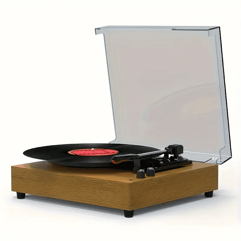 Vintage 3-Speed Turntable Bluetooth Input Record Player Vinyl Record Player with Twin Built-in ...