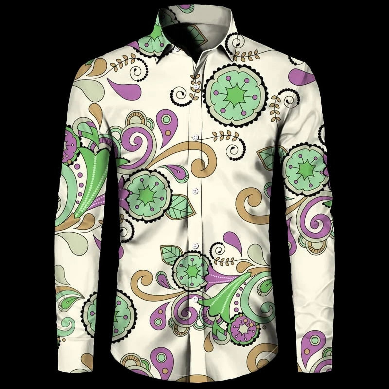 Vintage 3D Printed Ancient Babylon Paisley Patterns Long Sleeve Shirts ...