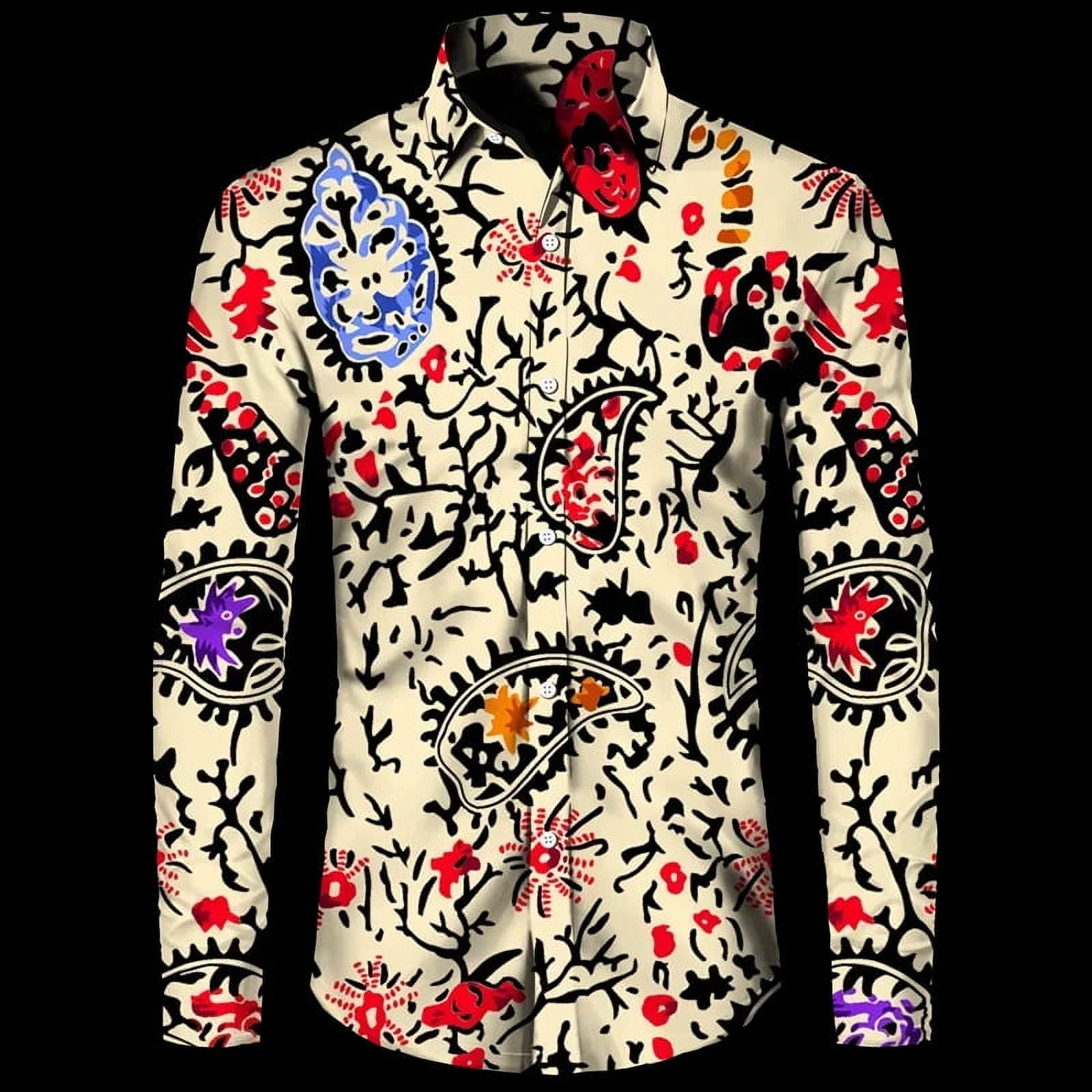 Vintage 3D Printed Ancient Babylon Paisley Patterns Long Sleeve Shirts ...