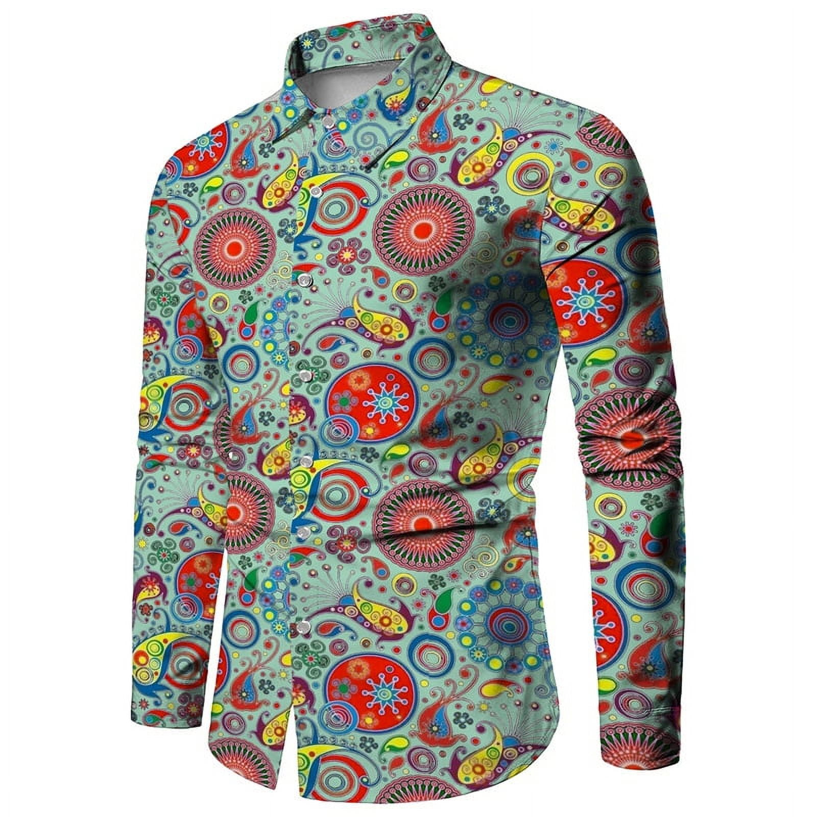 Vintage 3D Printed Ancient Babylon Paisley Patterns Long Sleeve Shirts ...