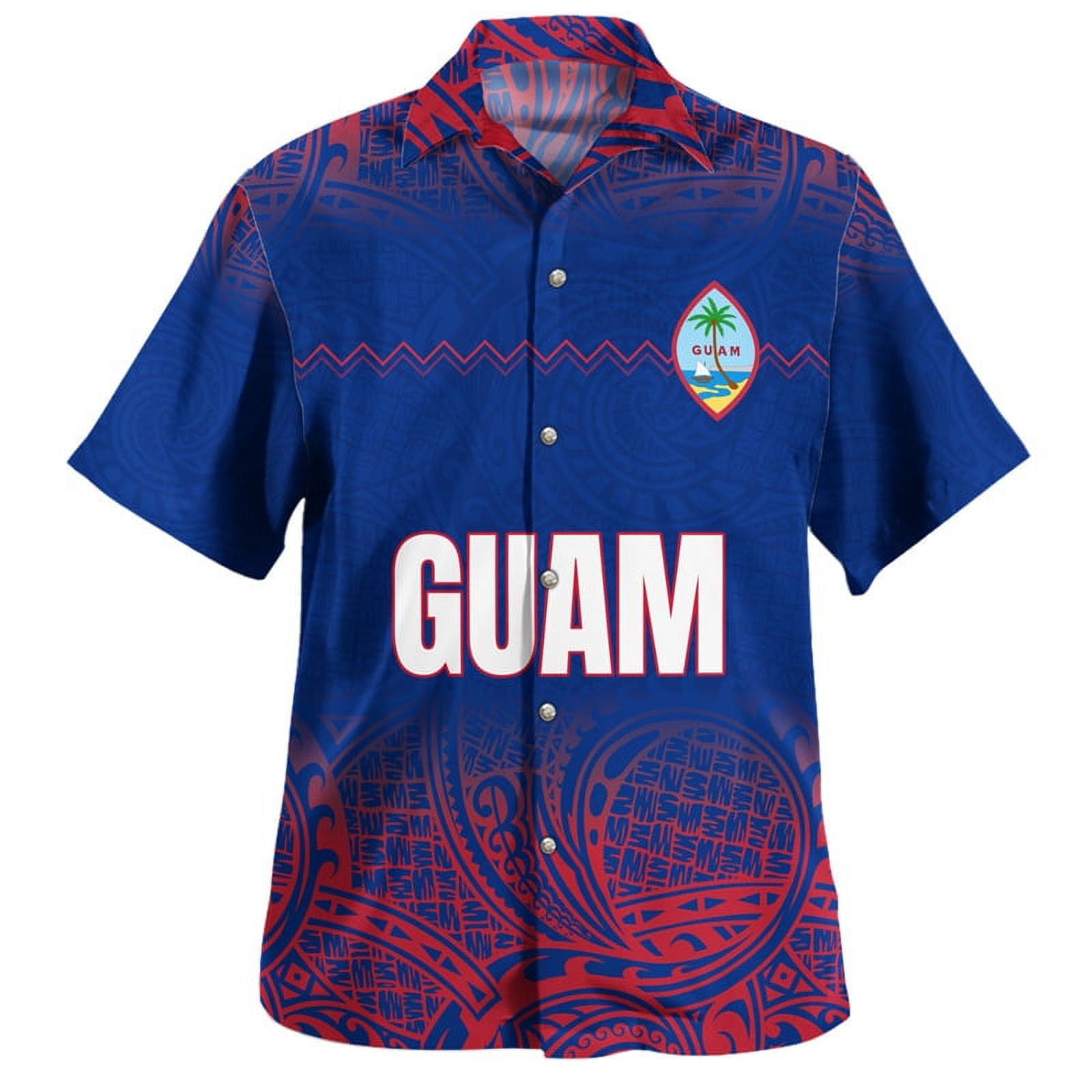 Vintage 3D Printing Guam Island National Flag Shirts Guam Coat Of Arm ...
