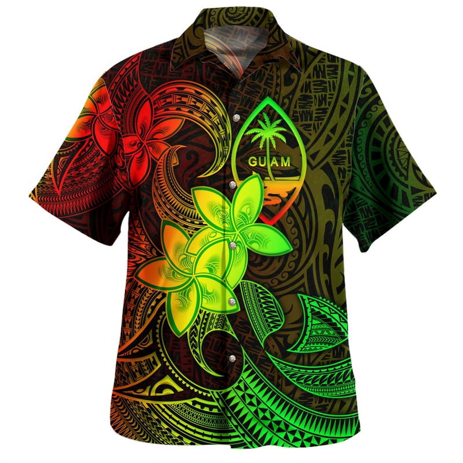 Vintage 3D Printing Guam Island National Flag Shirts Guam Coat Of Arm ...