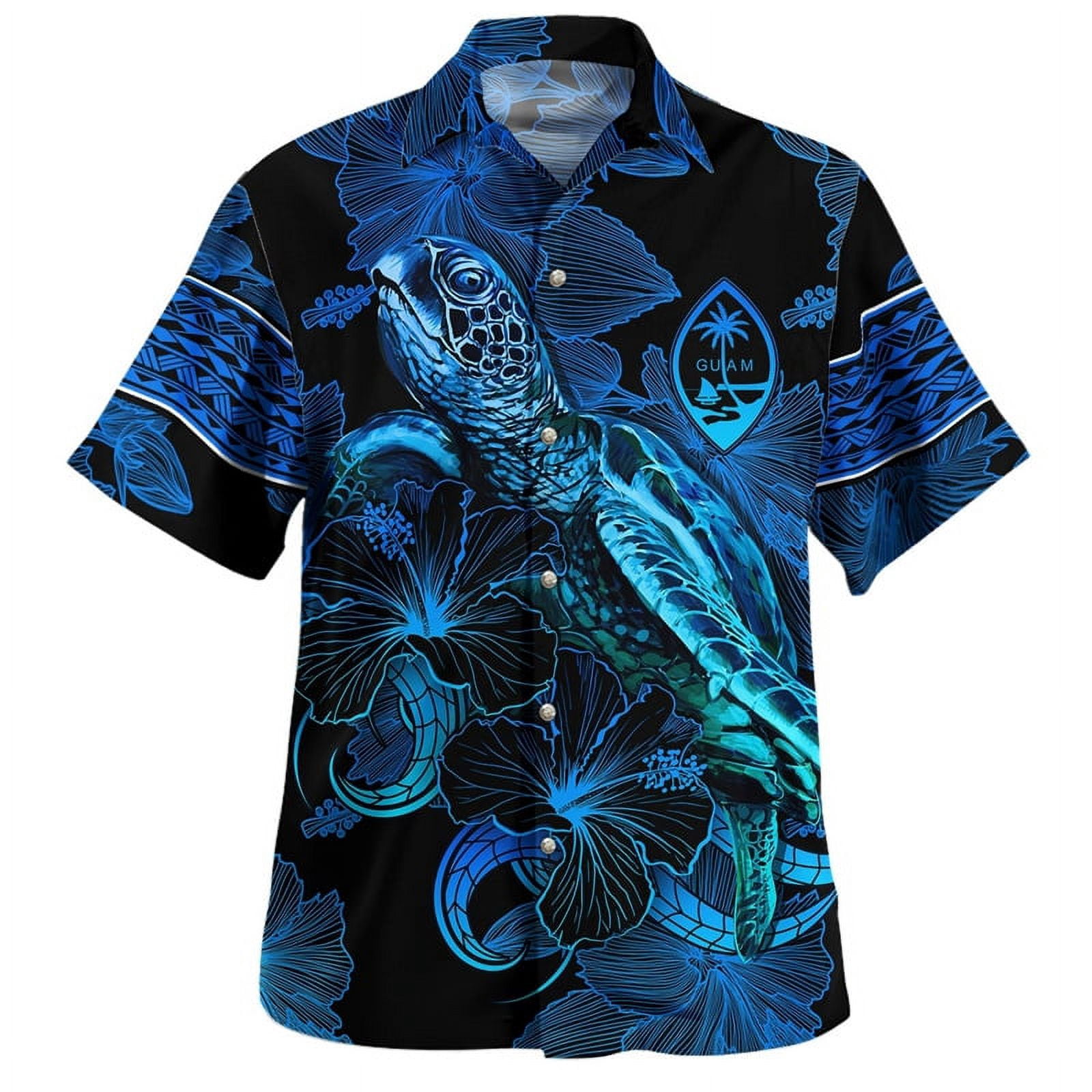 Vintage 3D Printing Guam Island National Flag Shirts Guam Coat Of Arm ...