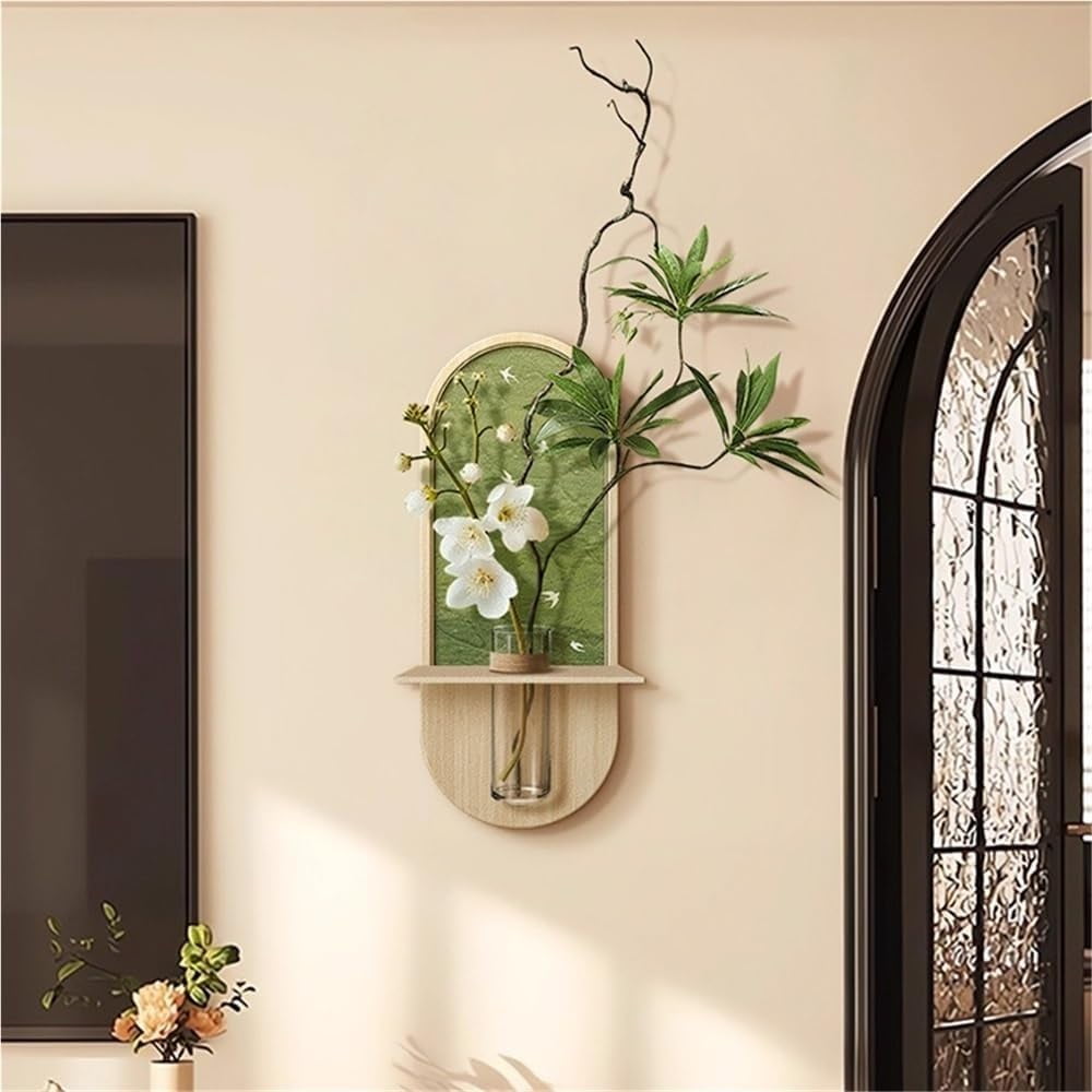 Vintage 3D Sandstone Wall Art with Hydroponic Vase Shelf Modern Heavy ...