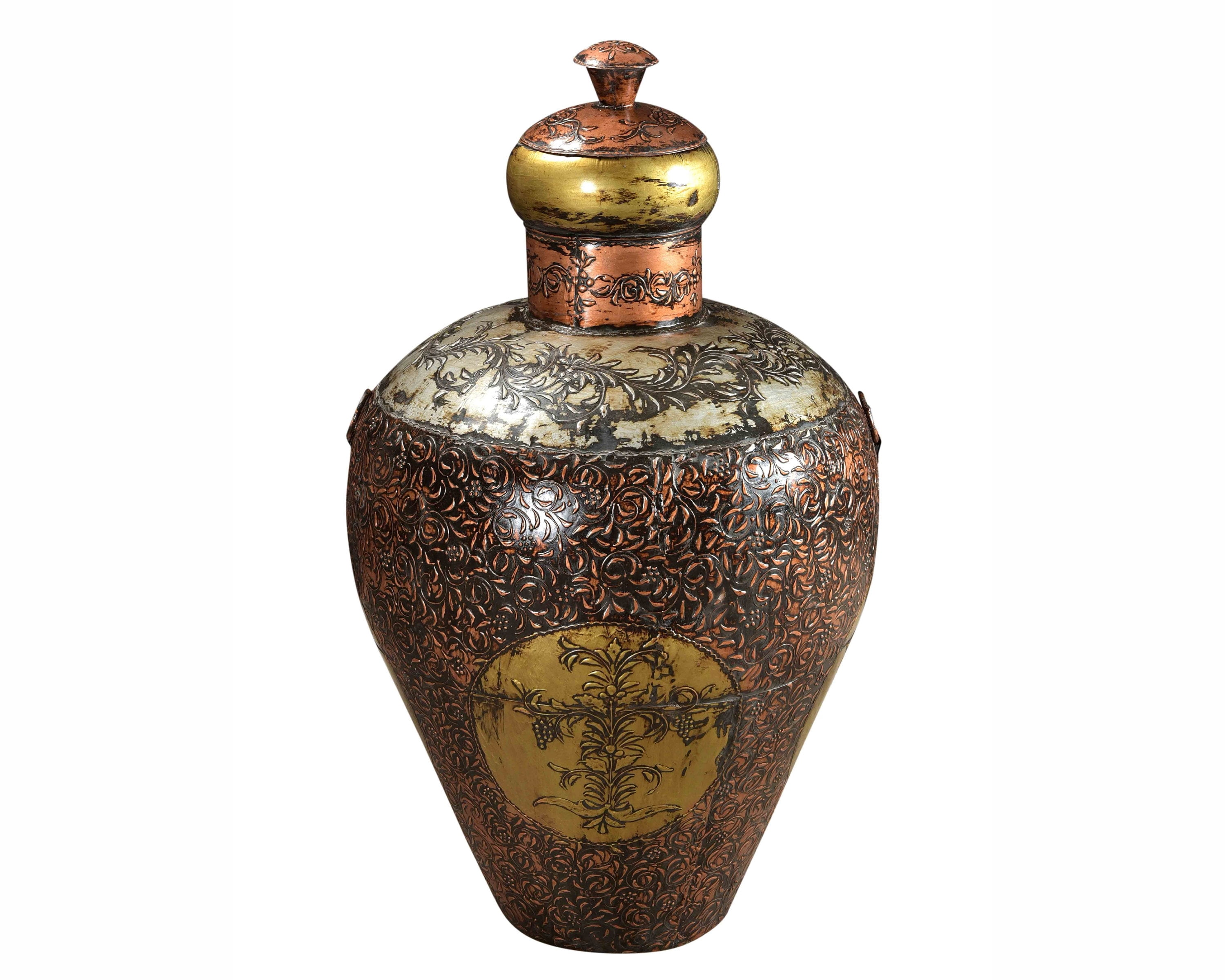 Vintage 40" Tall Metal Vase With Lid | Copper Gold Art Deco Decor ...