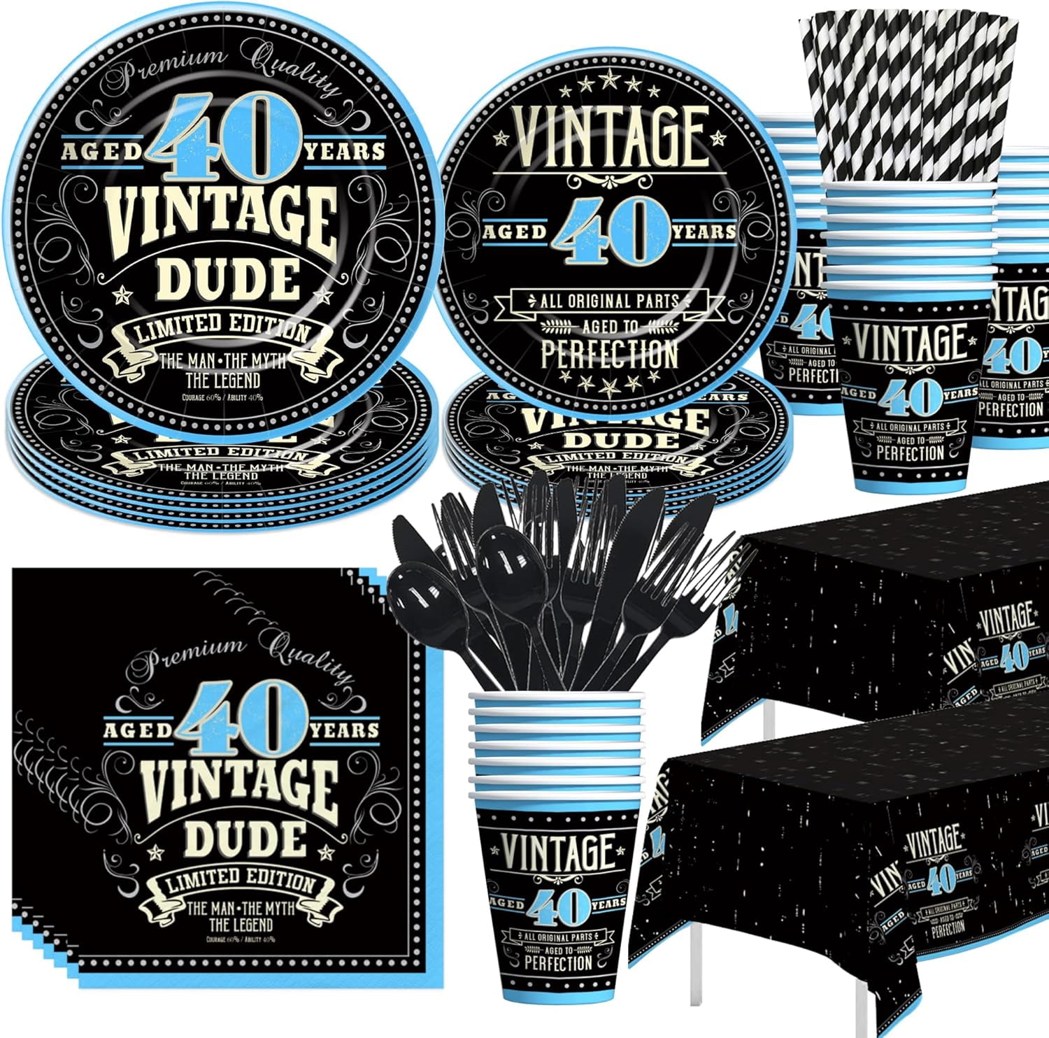 Vintage 40th Birthday Decorations For Men Tableware - 1985 40th ...