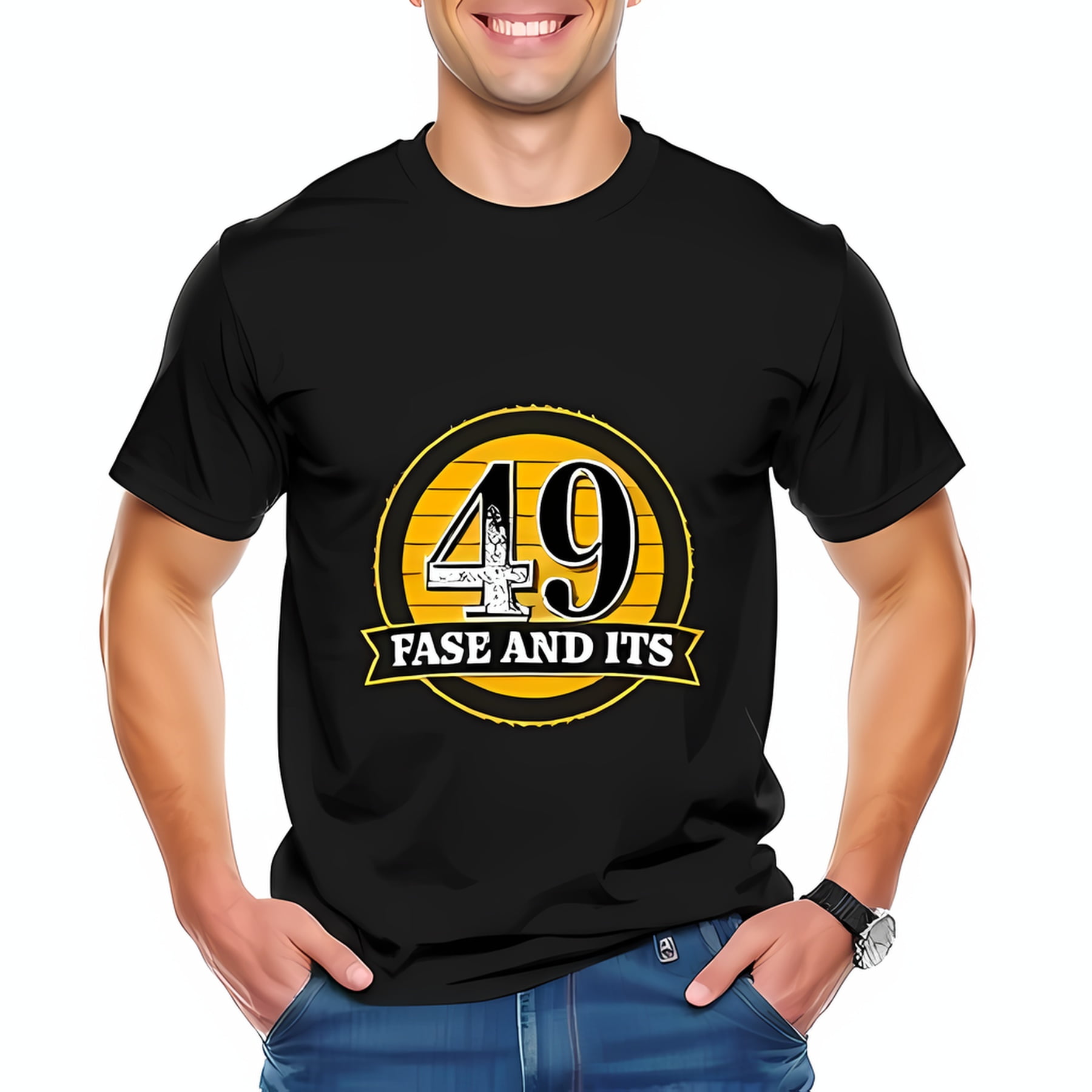 Vintage 49 T-Shirt with Circular Design and 'FASE AND ITS' Banner ...