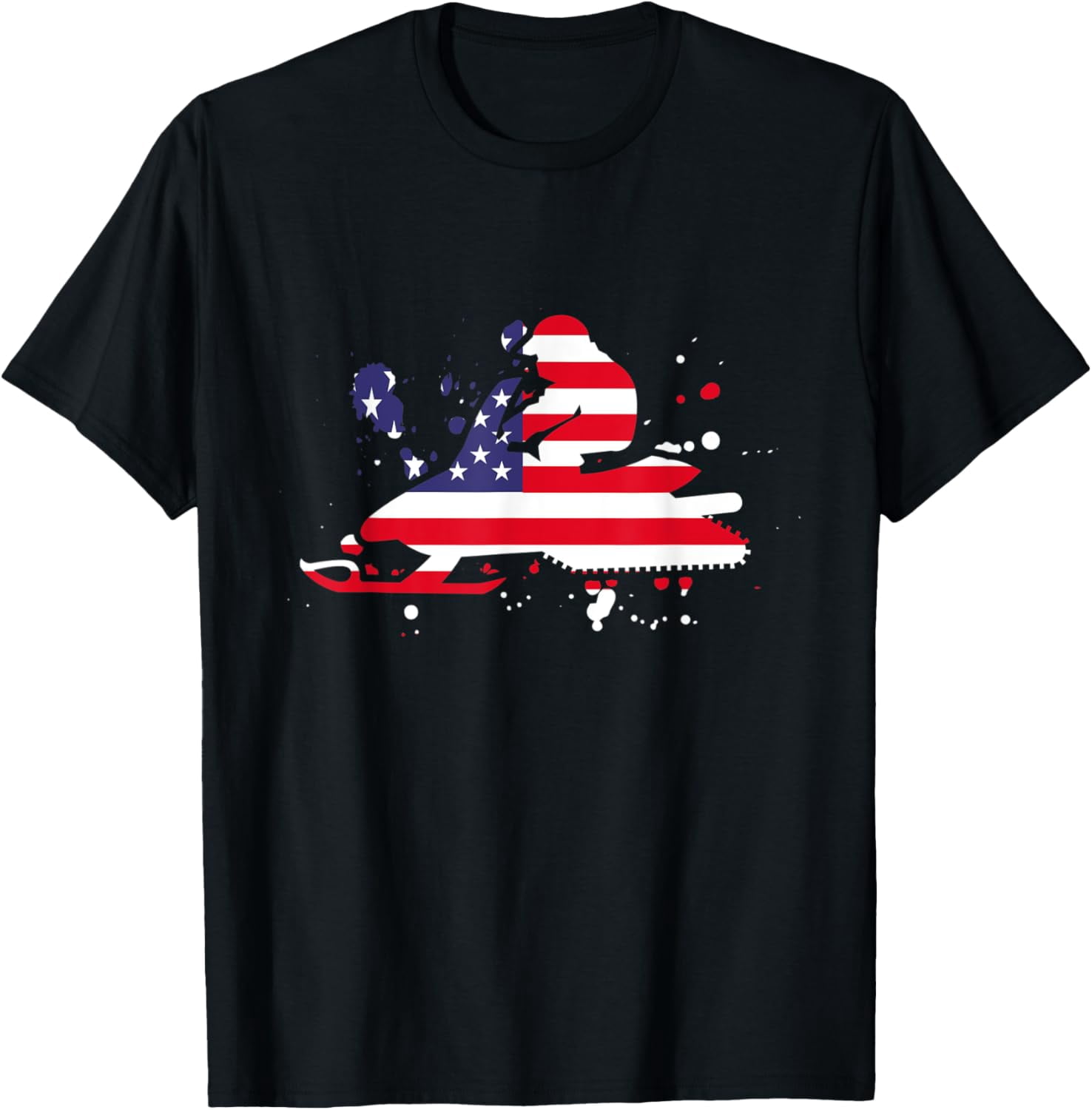 Vintage 4th Of July USA Flag Snow Mobile Snowmobile Jet T-Shirt ...