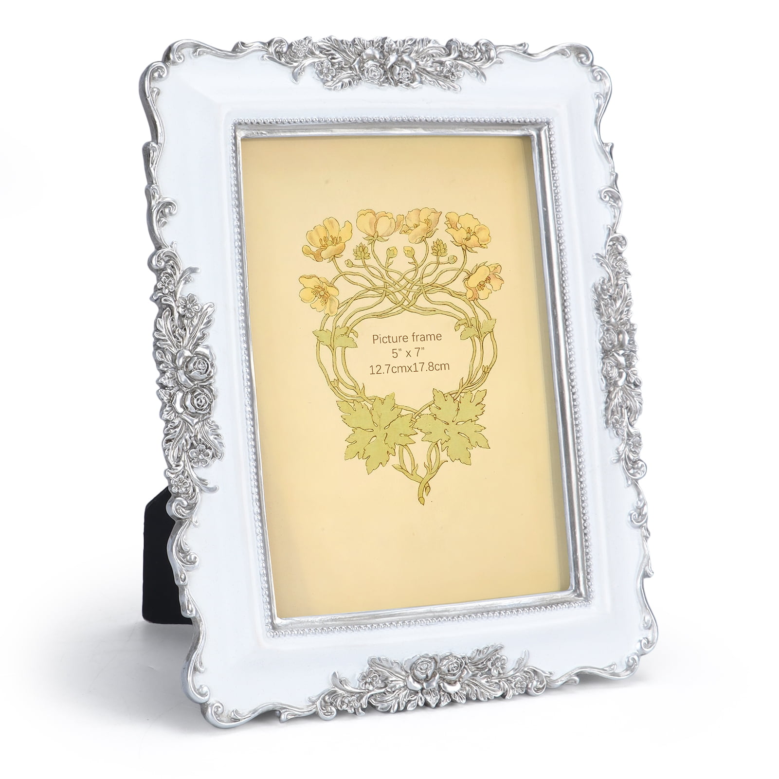 Vintage 5x7 Picture Frame White Silver, Ornate Antique Picture Frame ...