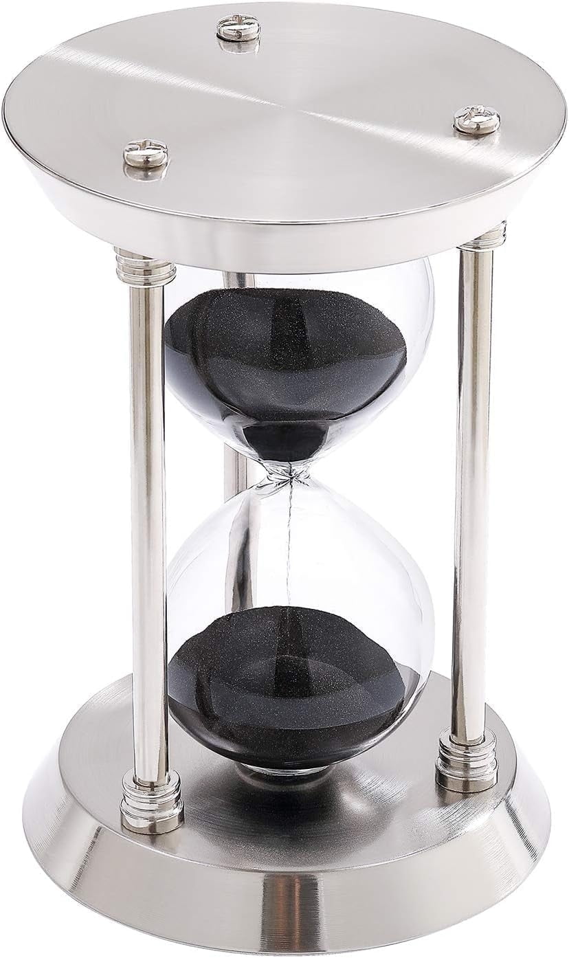 SUWUI Vintage 60 Minute Hourglass Sand Timer, Brass Black Sand Clock ...