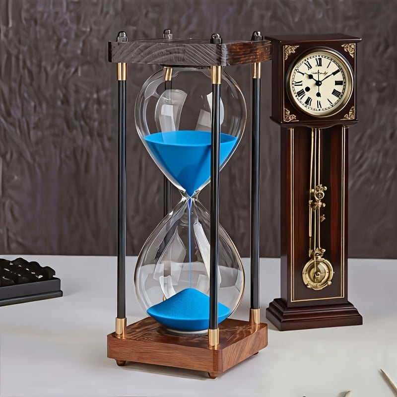 Vintage 60-Minute Wooden Hourglass Timer | Decorative Glass | No ...