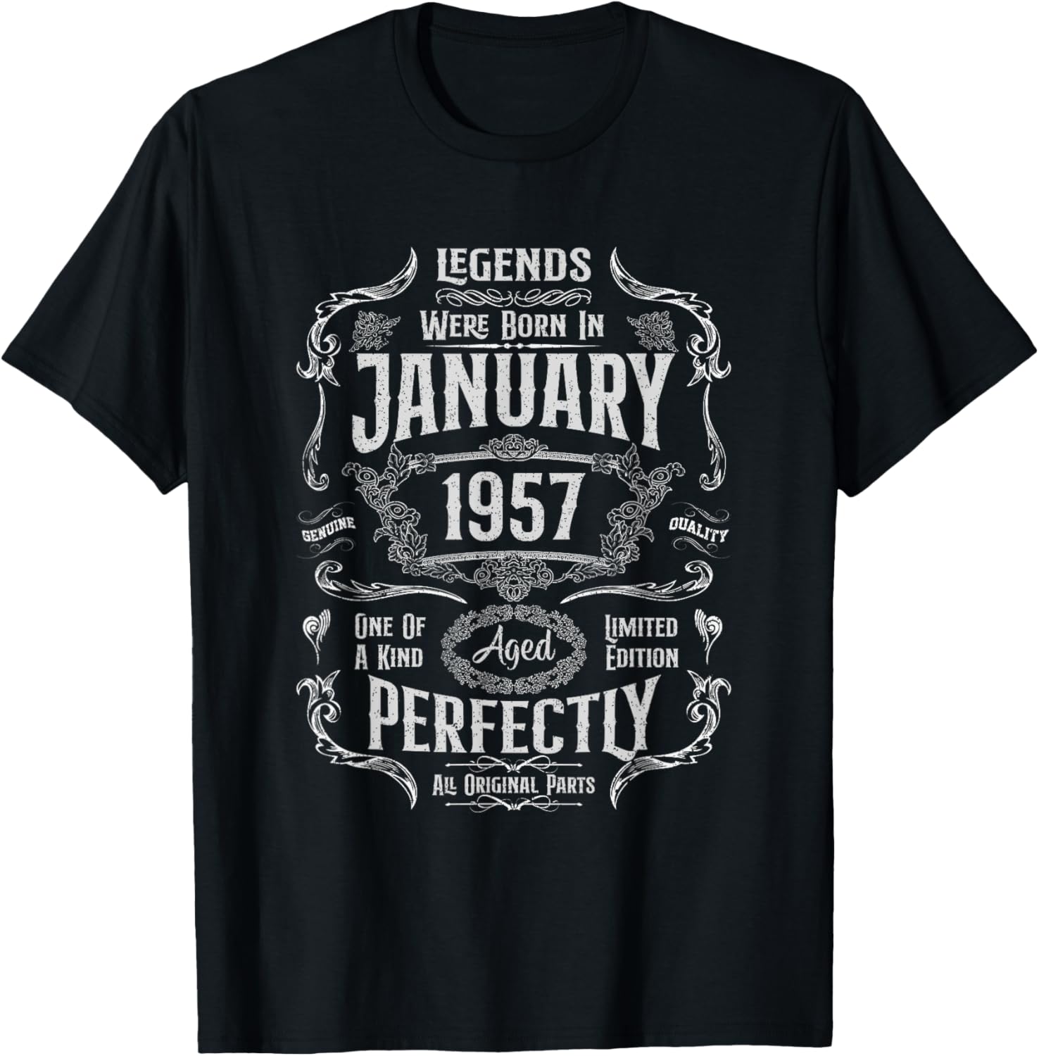 Vintage 68th Birthday Legends Were Born In January 1957 T-Shirt ...