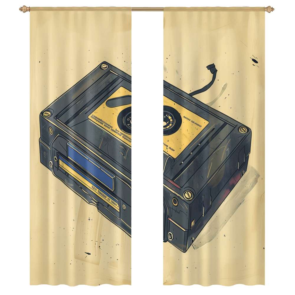 Vintage 70S Cassettes Modern Tulle Window Curtains for Living Room ...
