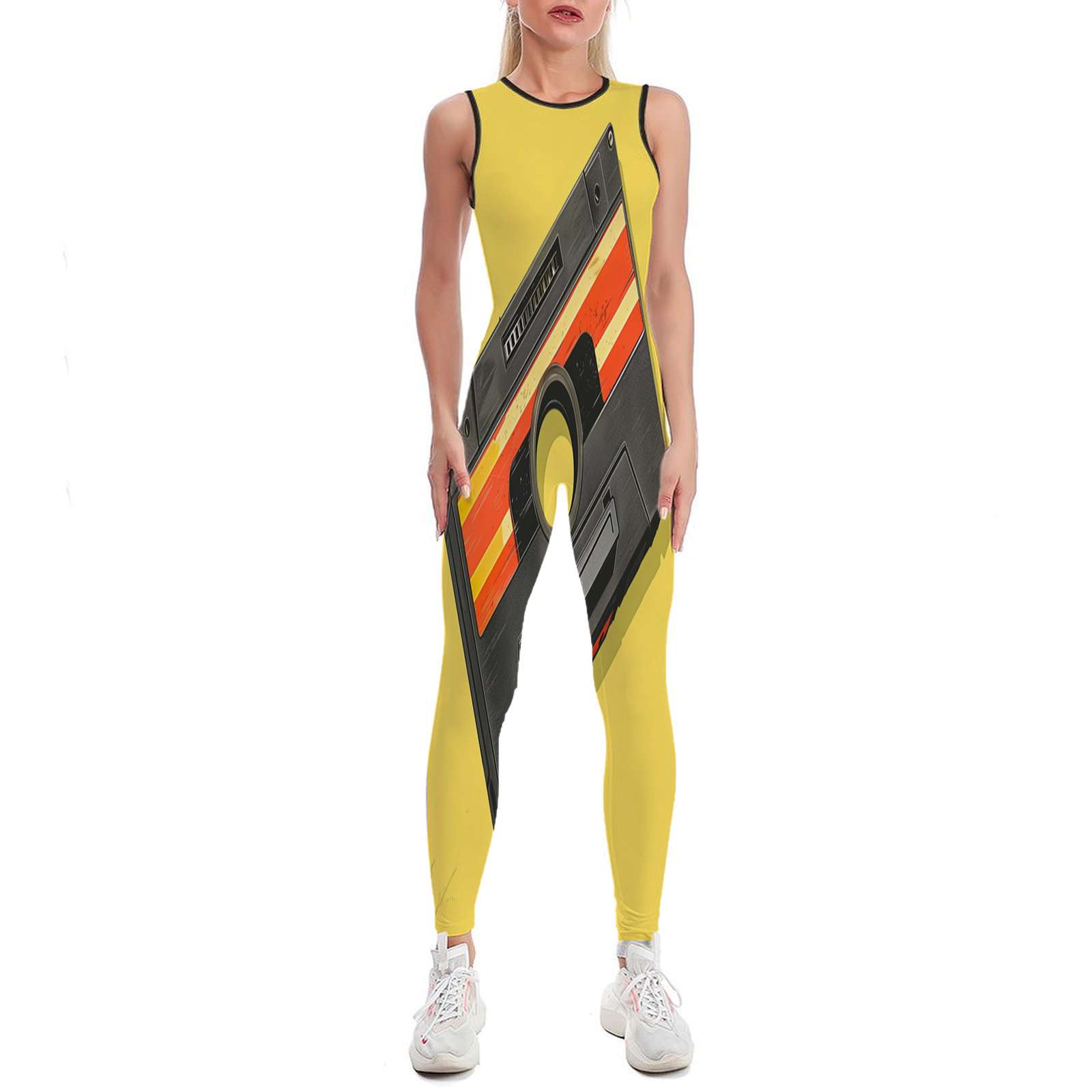 Vintage 70S Cassettes Women's One Piece Yoga Jumpsuits Leggings ...