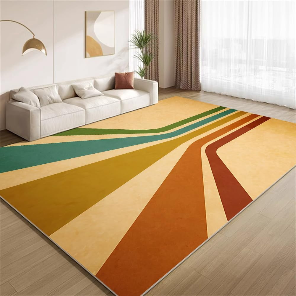 Vintage 70s 80s Rainbow Stripes Area Rugs 4x8 Rug Mid Century Modern ...