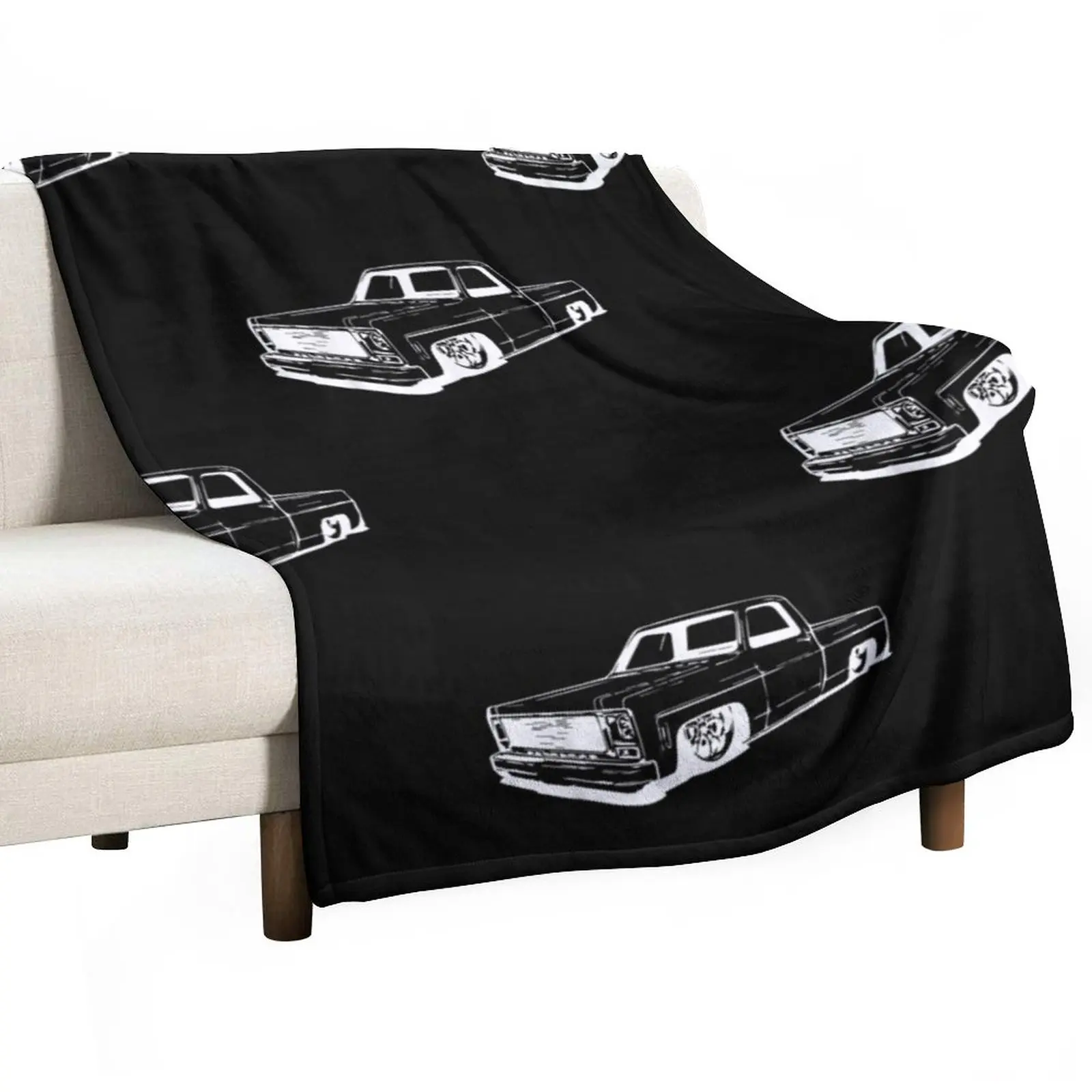 Vintage 73 87 Mini C10 Truck Slammed Throw Blanket Cute Plaid Sofa ...
