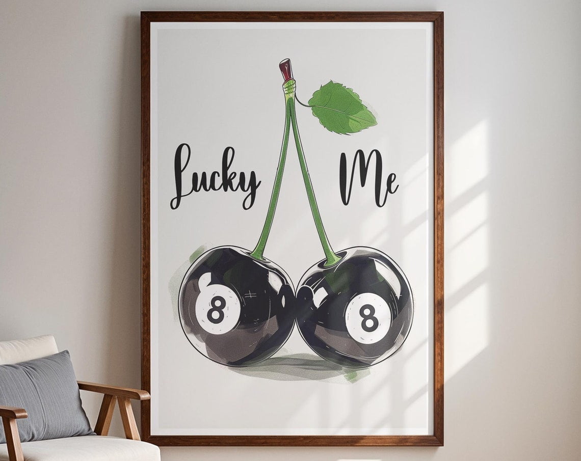 Vintage 8 Ball Print, Lucky Pool Ball Wall Art, Retro Hand Drawn Poster ...