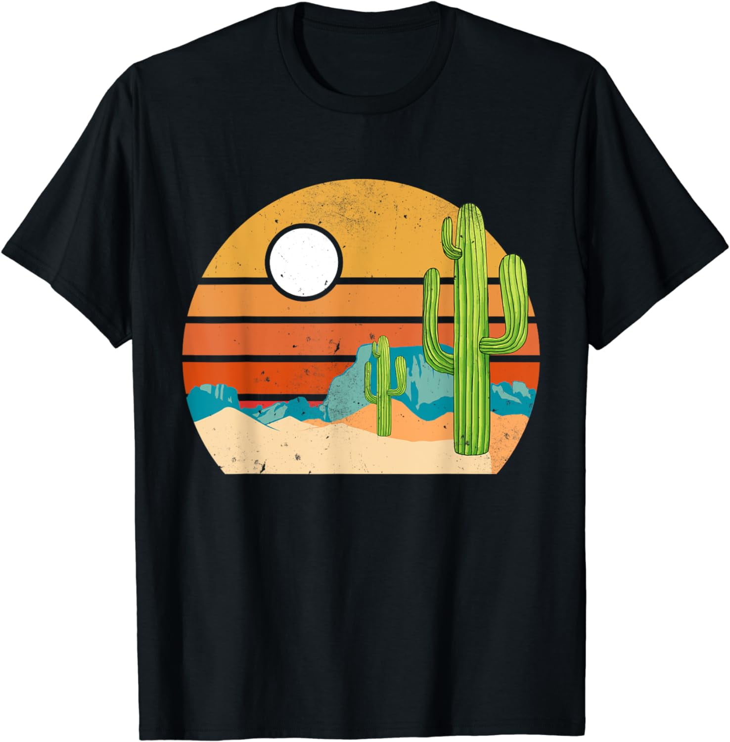 Vintage 80's Desert Cactus Scene Retro Mountains Southwest T-Shirt ...