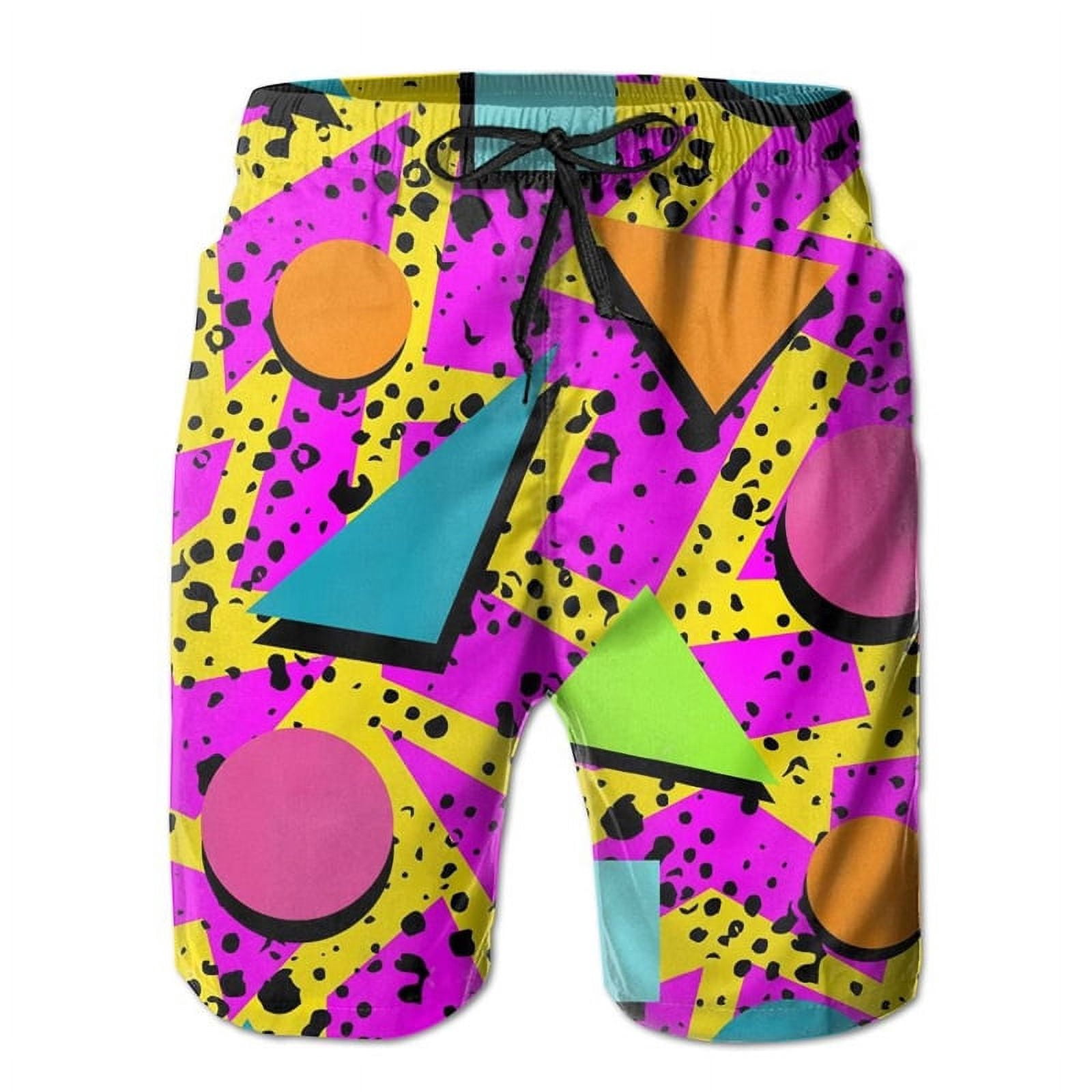 Vintage 80s 90s Memphis Swim Trunks Men Summer Surf Board Shorts ...
