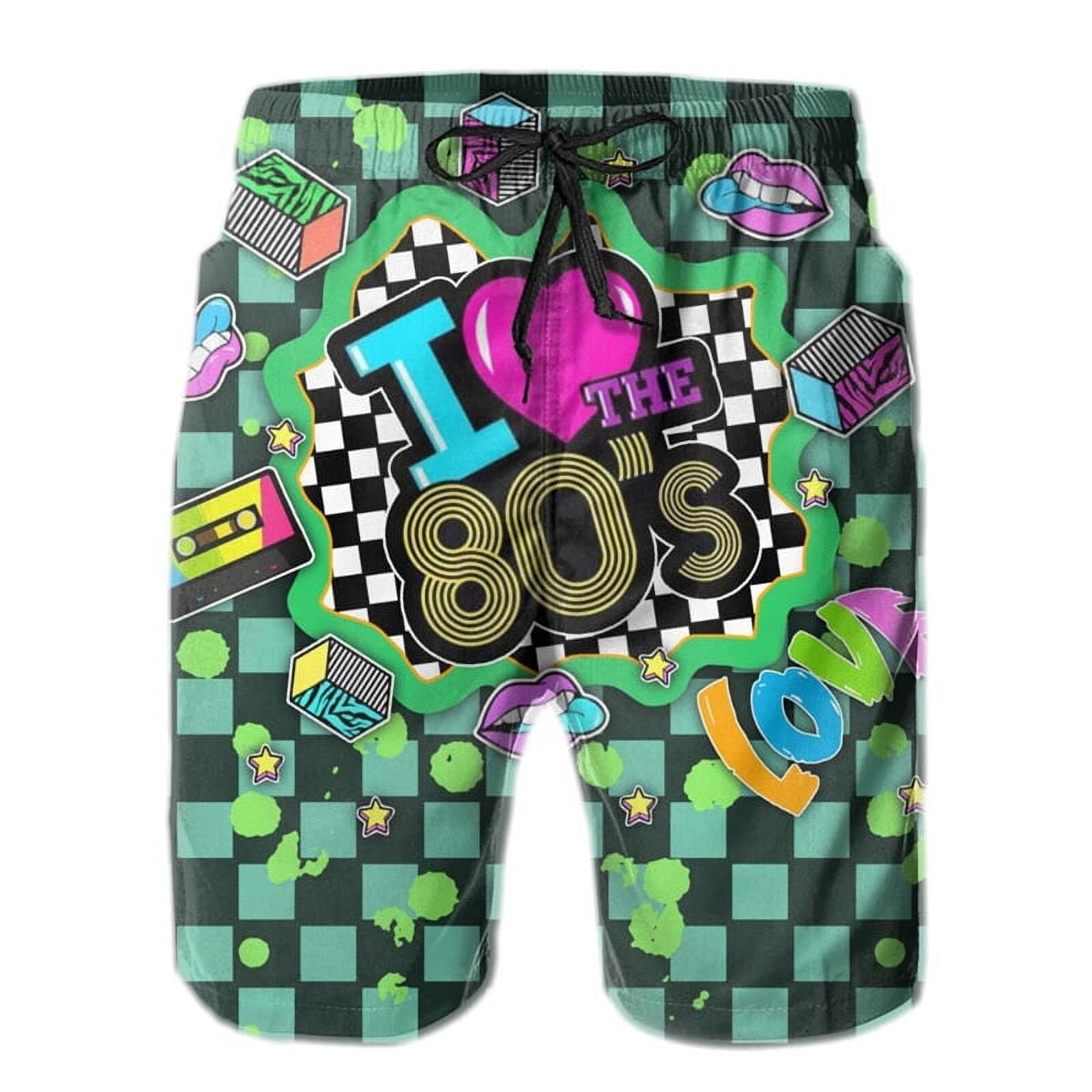 Vintage 80s 90s Memphis Swim Trunks Men Summer Surf Board Shorts ...