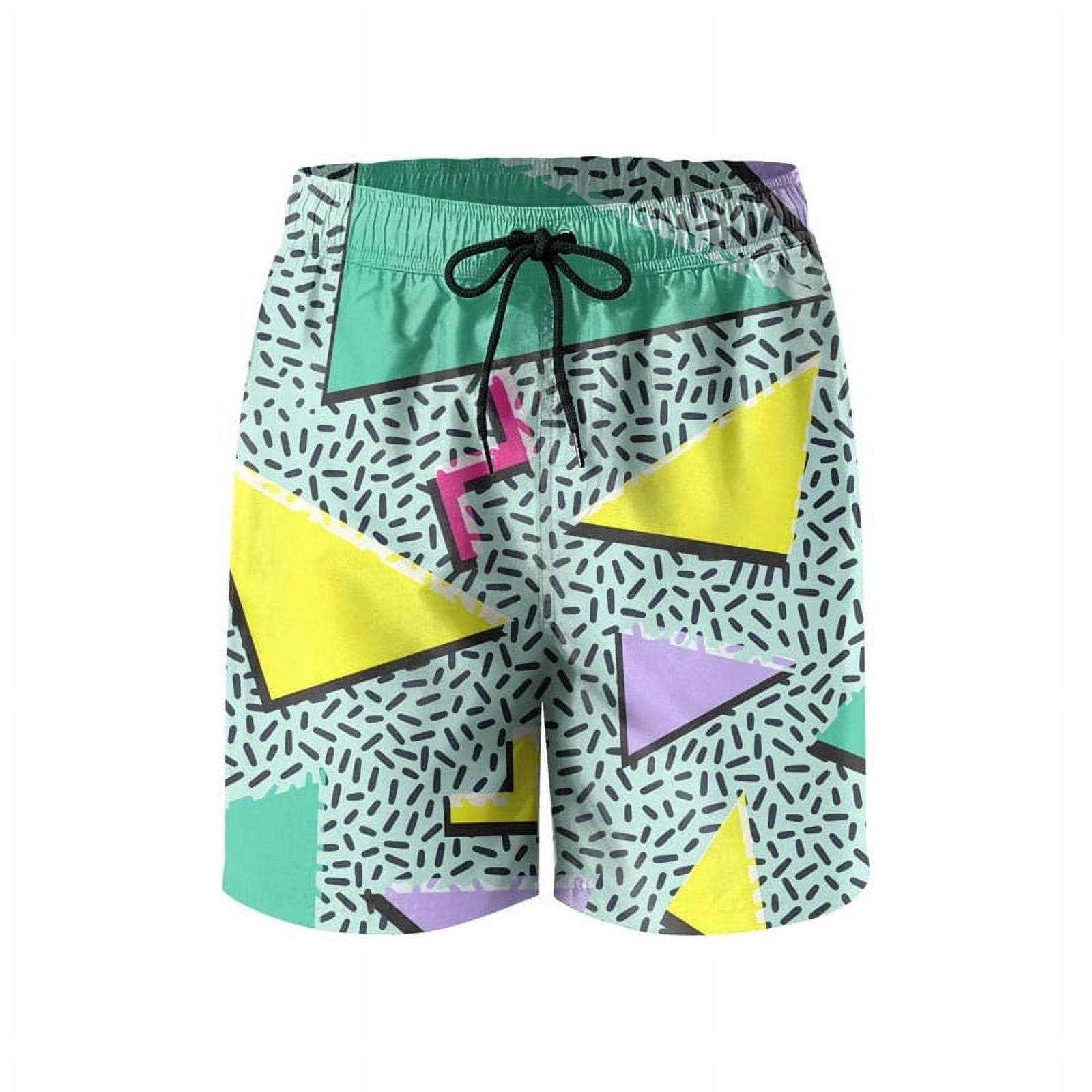 Vintage 80s 90s Memphis Swim Trunks Men Summer Surf Board Shorts ...