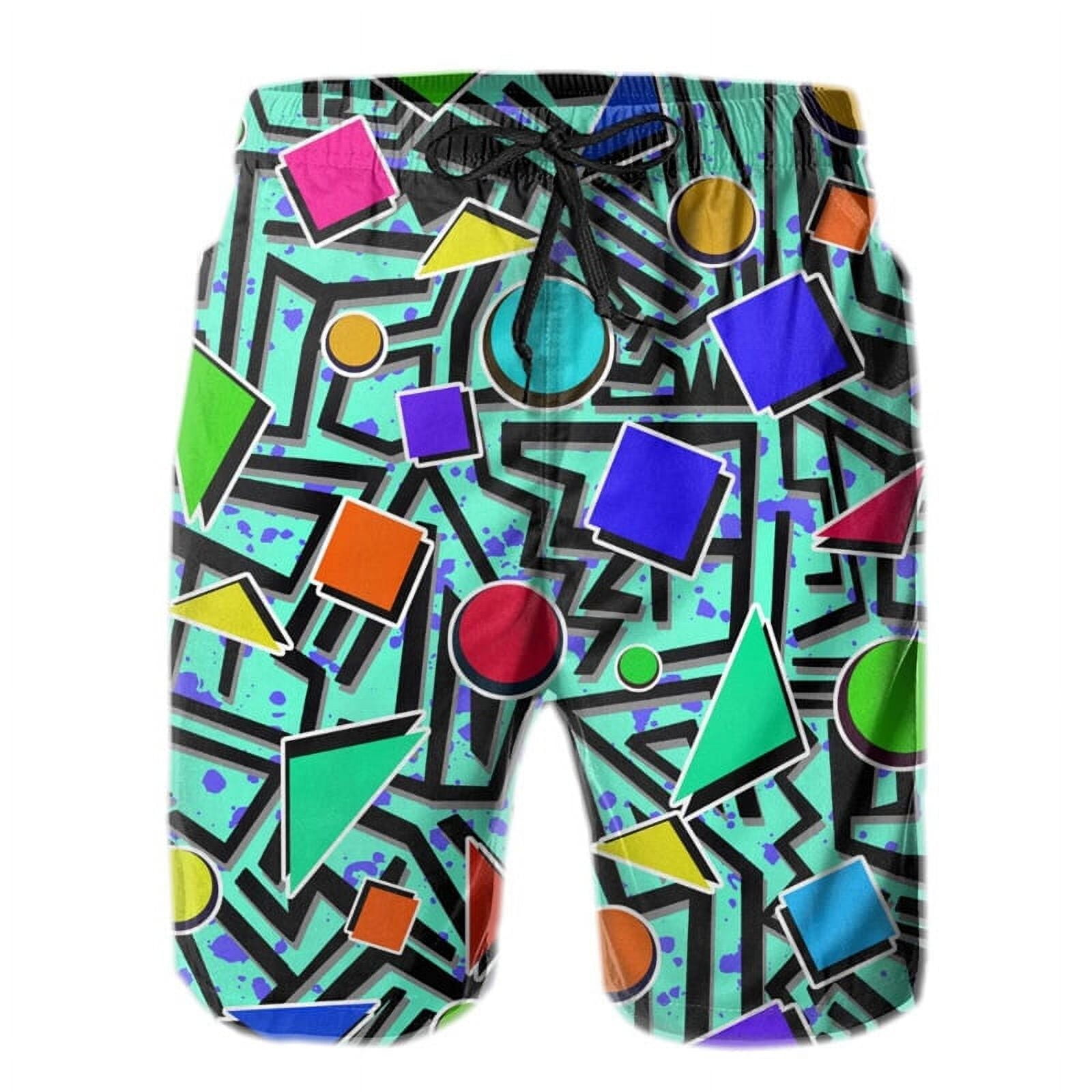 Vintage 80s 90s Memphis Swim Trunks Men Summer Surf Board Shorts ...