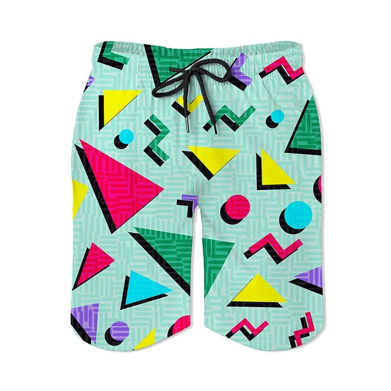 Vintage 80s 90s Memphis Swim Trunks Men Summer Surf Board Shorts ...