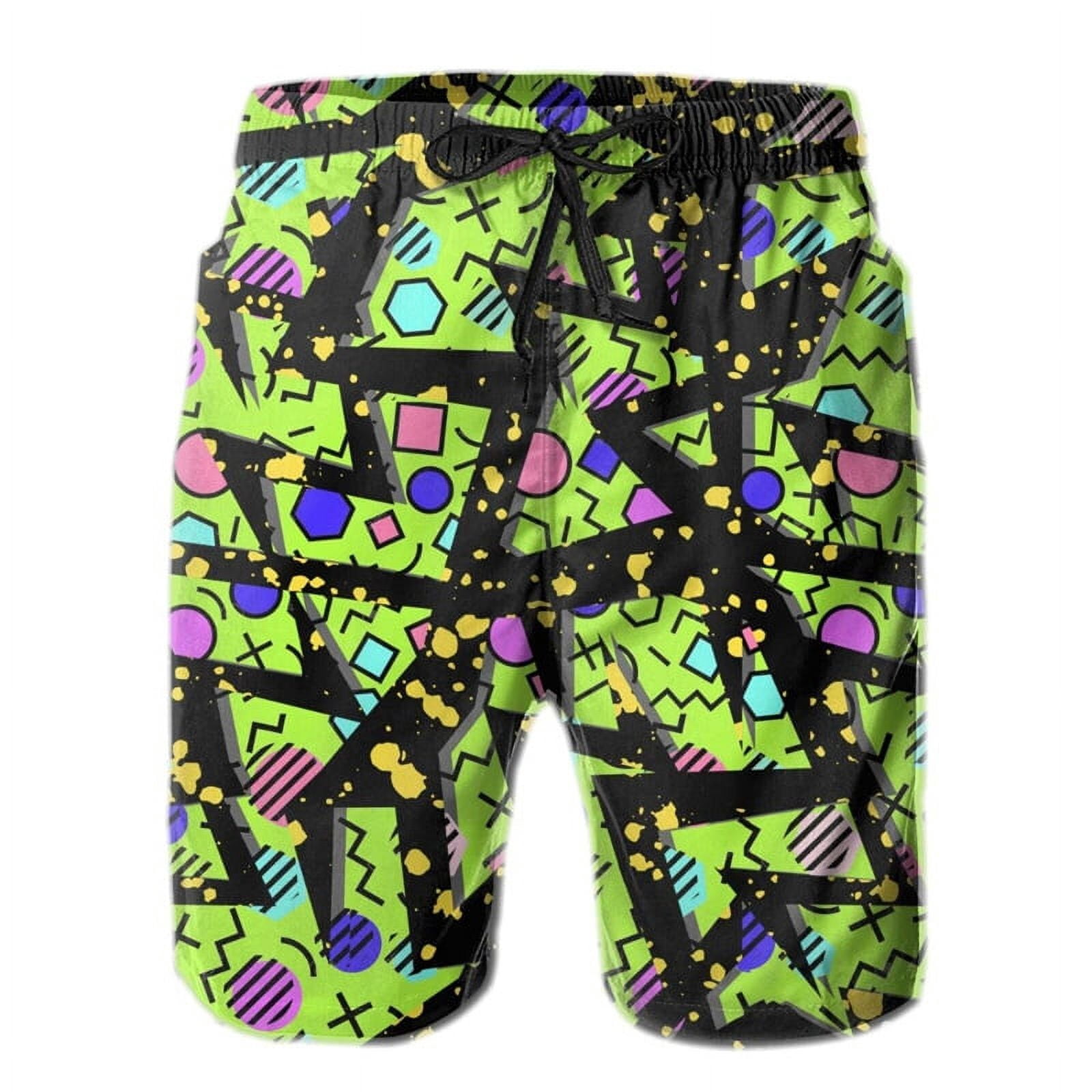 Vintage 80s 90s Memphis Swim Trunks Men Summer Surf Board Shorts ...