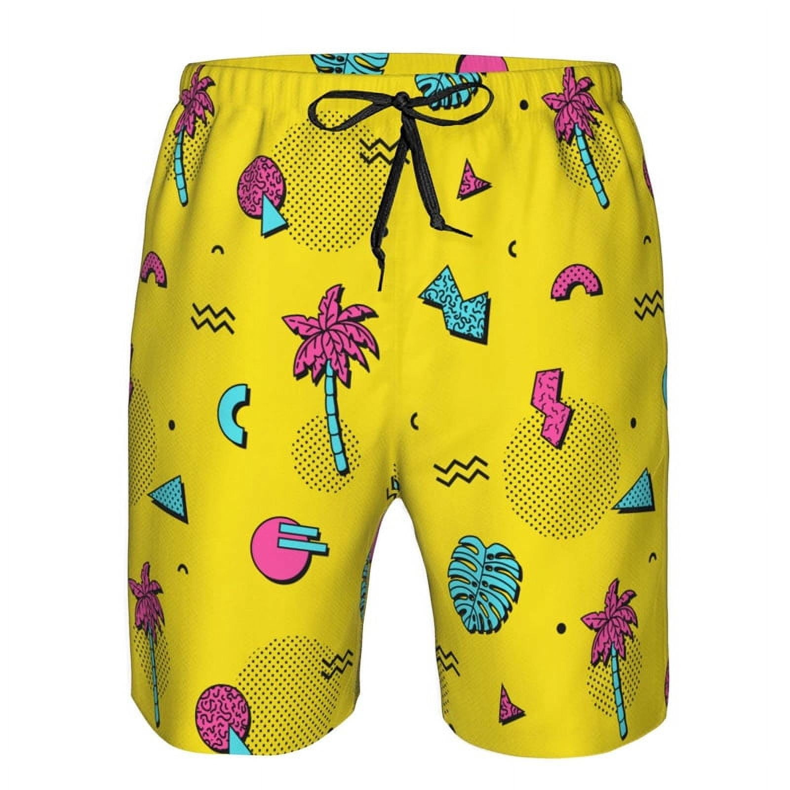 Vintage 80s 90s Memphis Swim Trunks Men Summer Surf Board Shorts ...