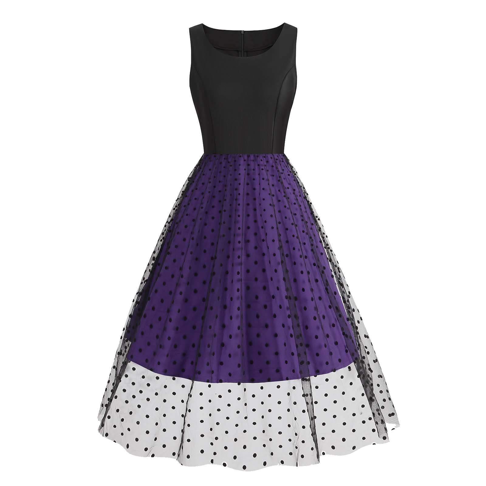 Vintage 80s Dress for Women Sleeveless Princess Sundress Printed Slim ...