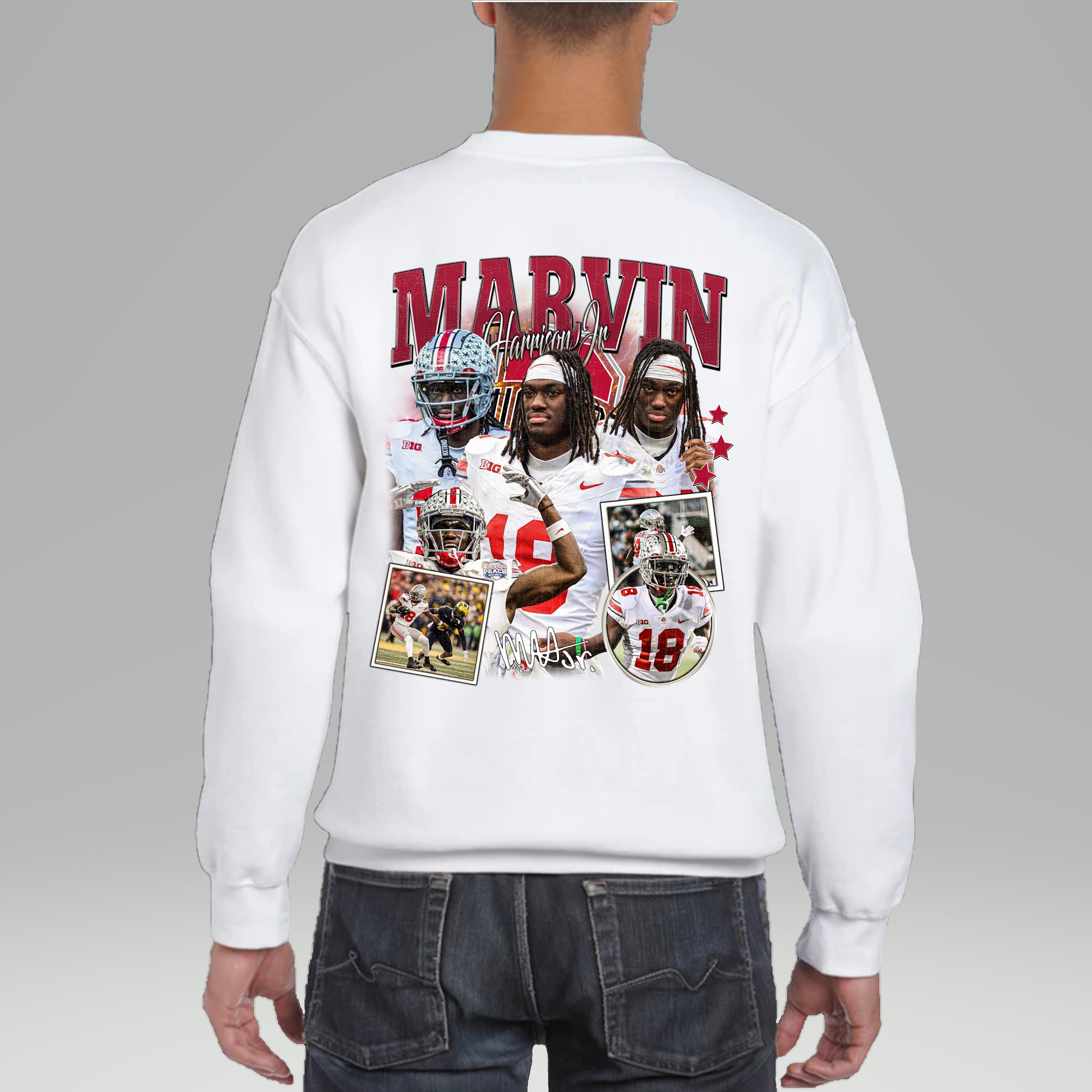 Vintage 90S Graphic Style Marvin Harrison Jr Sweater Back Side, Marvin ...