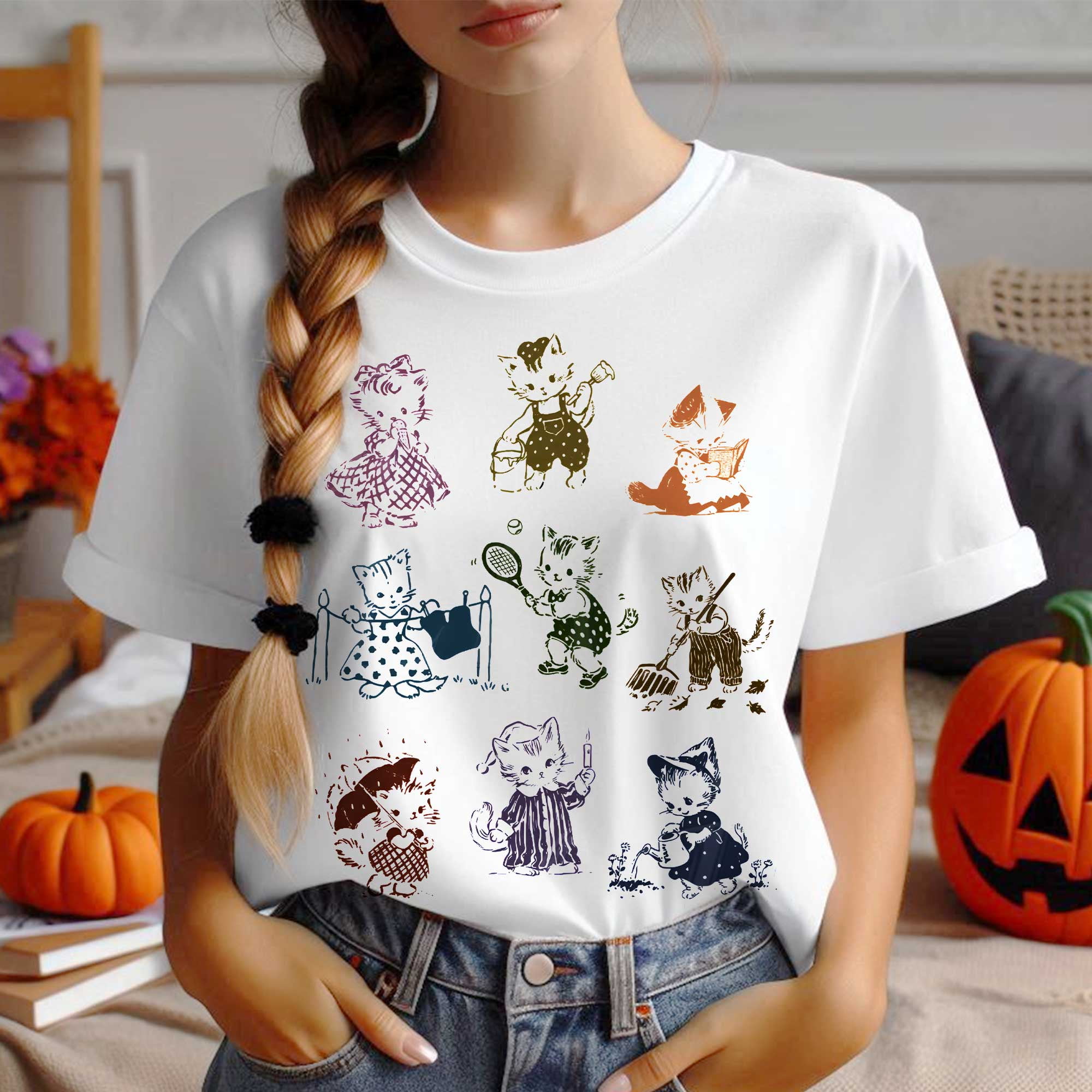 Vintage 90s Tattoo Cat Tshirt, Retro Kitten Cute Shirt, Cat Lovers Gift ...