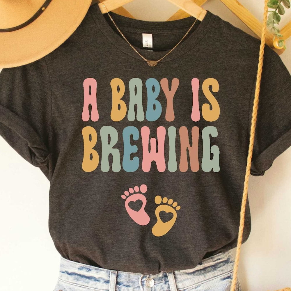 Vintage A Baby Is Brewing Pregnancy Announcement Maternity Baby Brewing ...