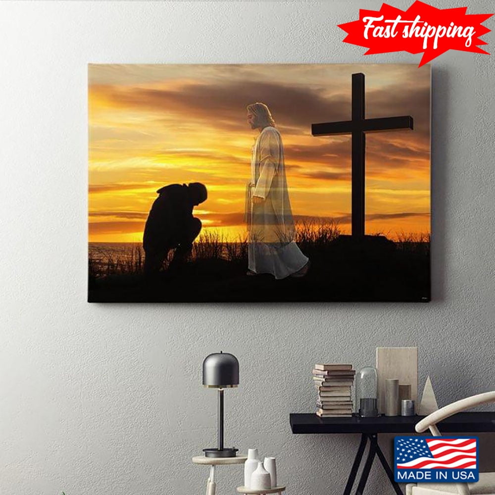 Vintage A Man Kneeling Before Jesus Christ 16 x 24 Inch Poster ...