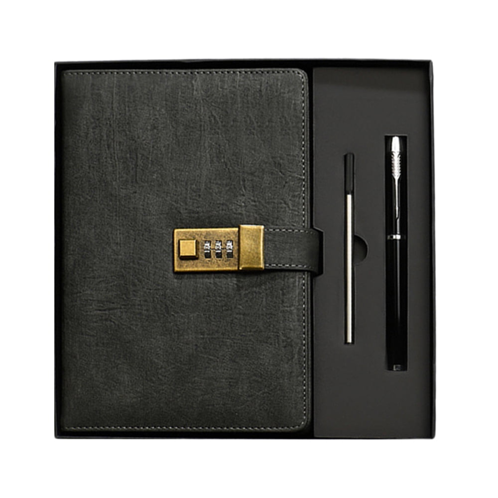 Vintage A5 Notebook PU Covered Diary with 3-digit Lock Notepad Retro ...
