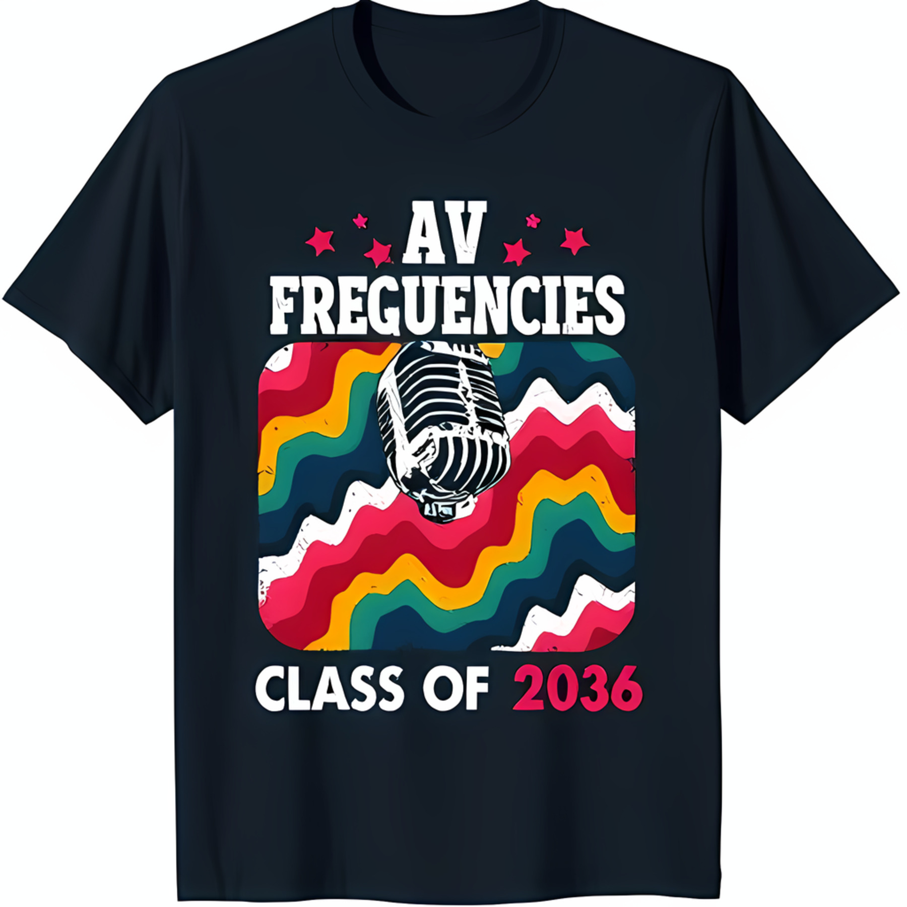 Vintage AV Frequencies Graphic T-Shirt for Class of 2036 Dark Blue ...