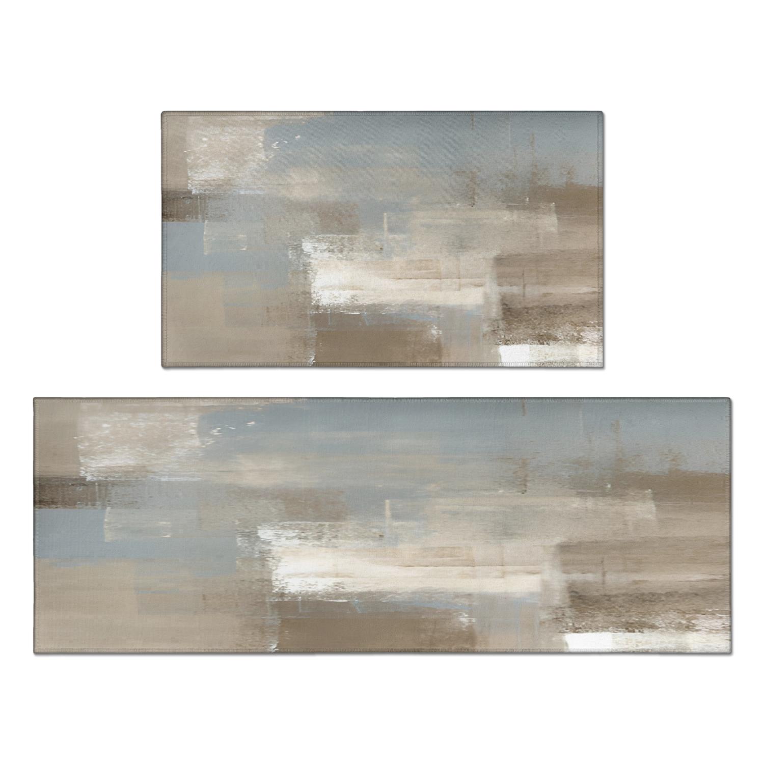 Vintage Abstract Art Kitchen Rug Non-Skid, Washable Design in Blue ...