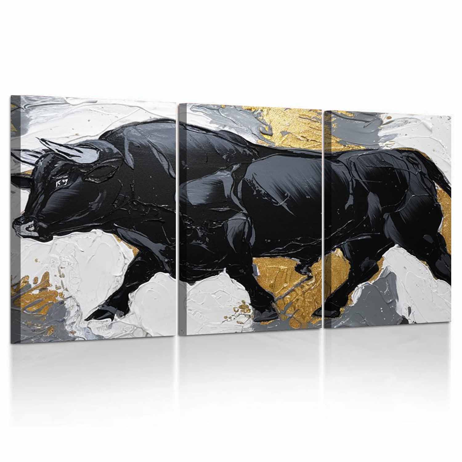 Vintage Abstract Black Bull Canvas Wall Art Paintings for Bedroom ...