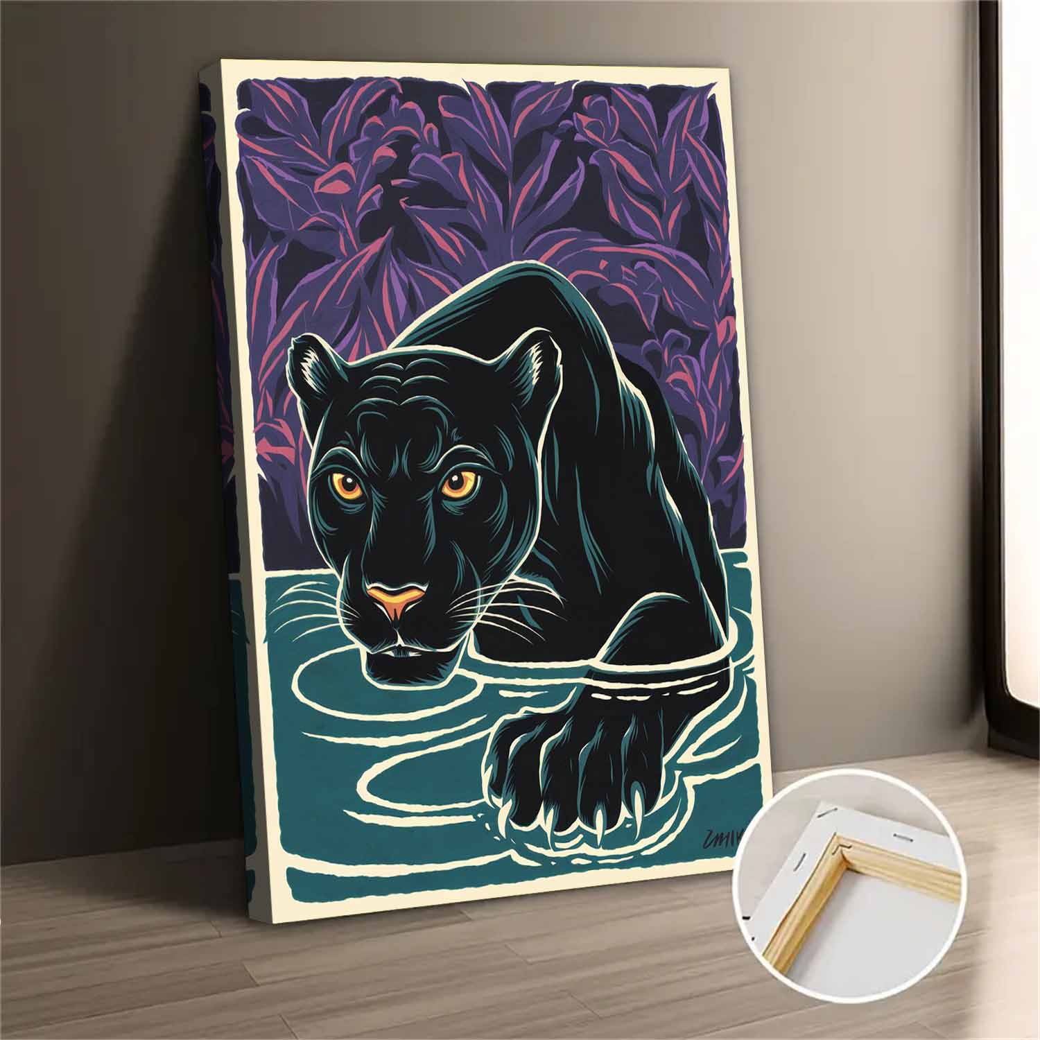 Vintage Abstract Black Panther Canvas Wall Art Print for Bedroom Living ...