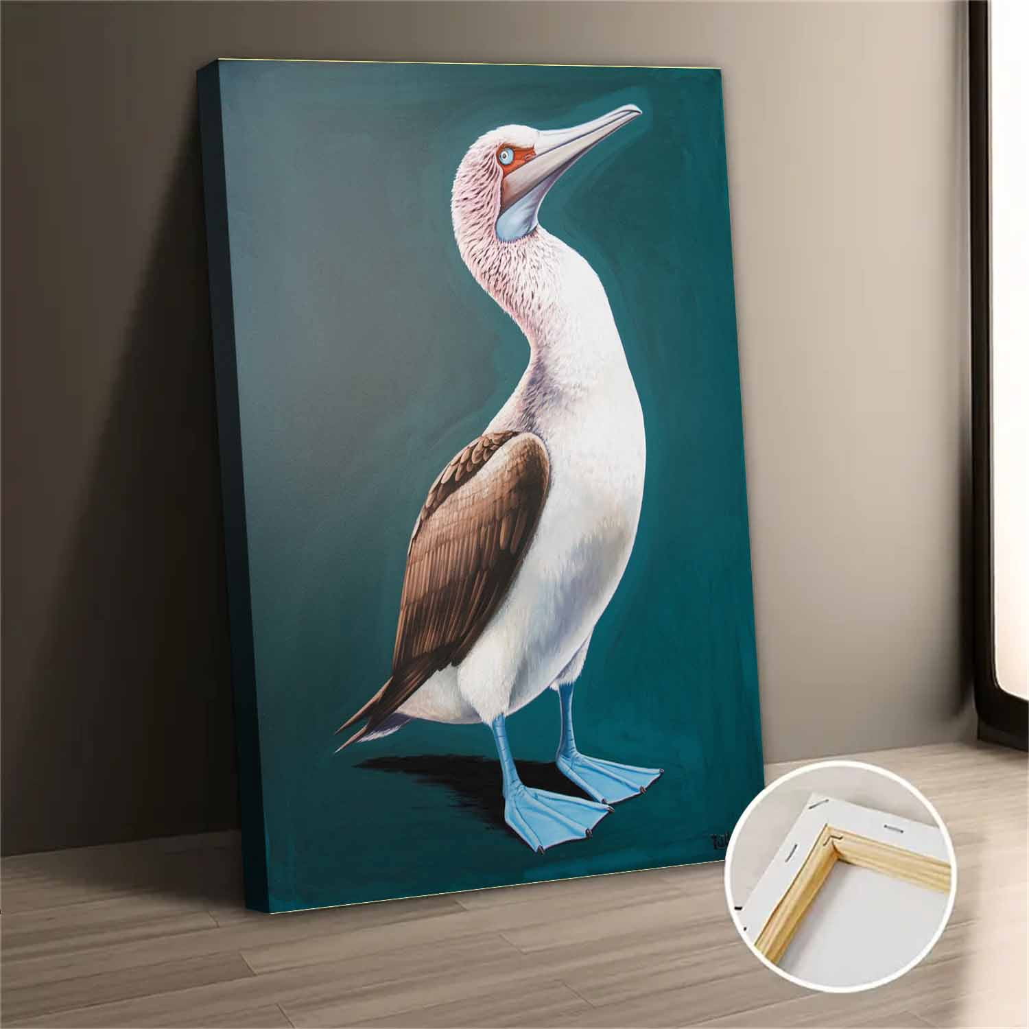Vintage Abstract Blue-Footed Booby Canvas Wall Art Print for Bedroom ...