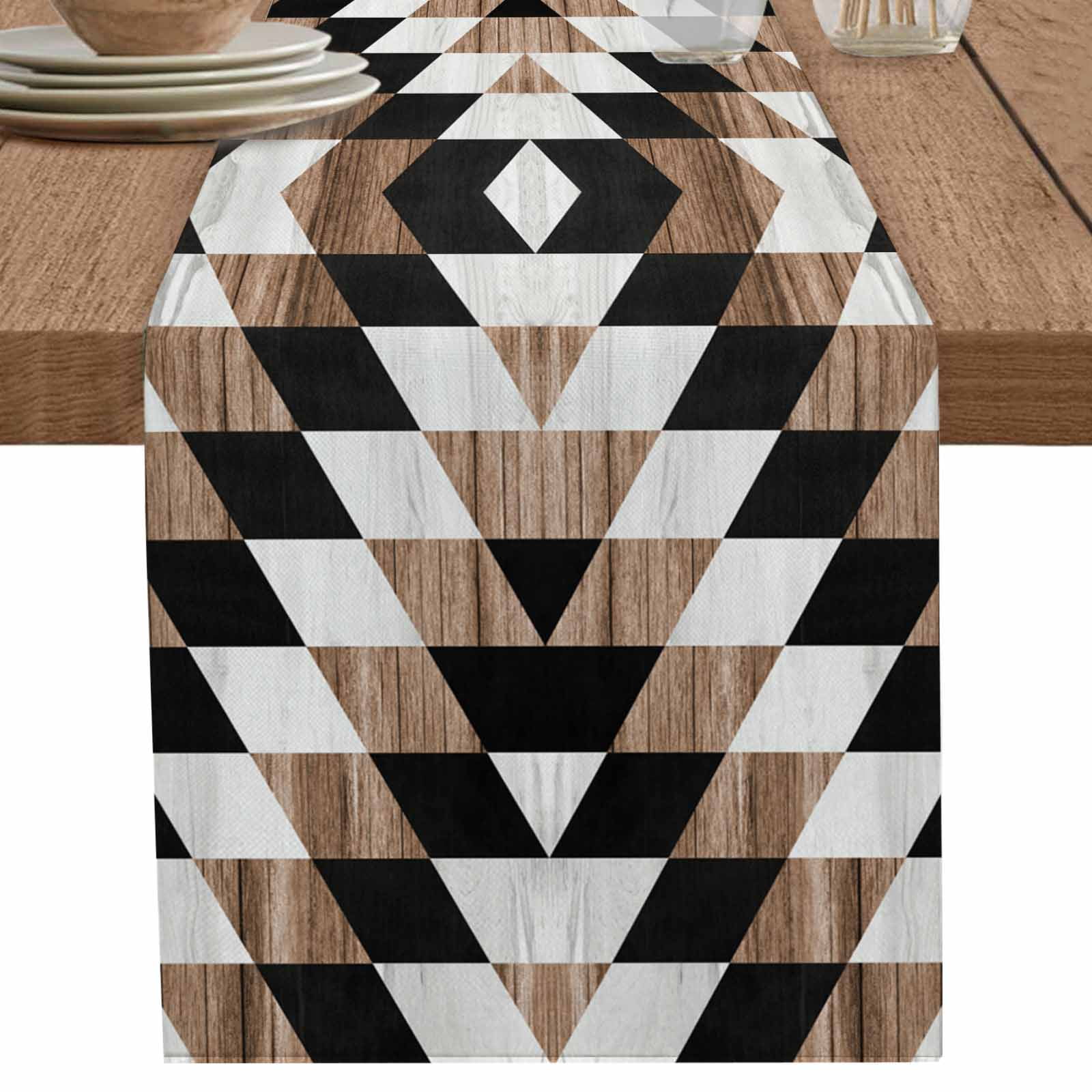 Vintage Abstract Boho Tribal Brown Table Runner-36 Inch Long Rustic ...